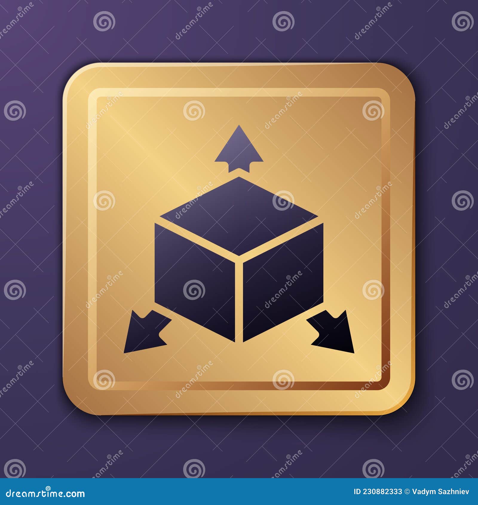 Purple Isometric Cube Icon Isolated on Purple Background. Geometric ...