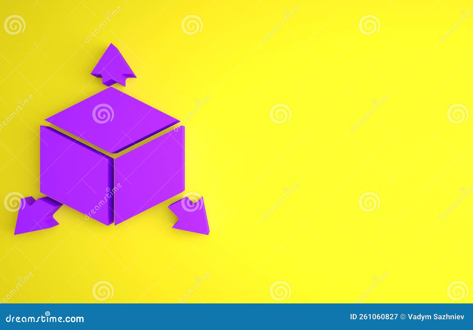 Purple Isometric Cube Icon Isolated on Yellow Background. Geometric ...
