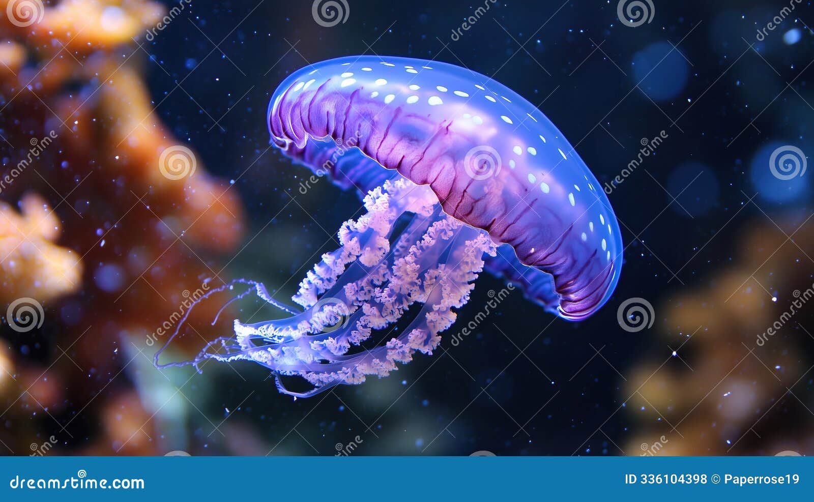 A Purple Jellyfish Floating in the Water Stock Photo - Image of blue ...