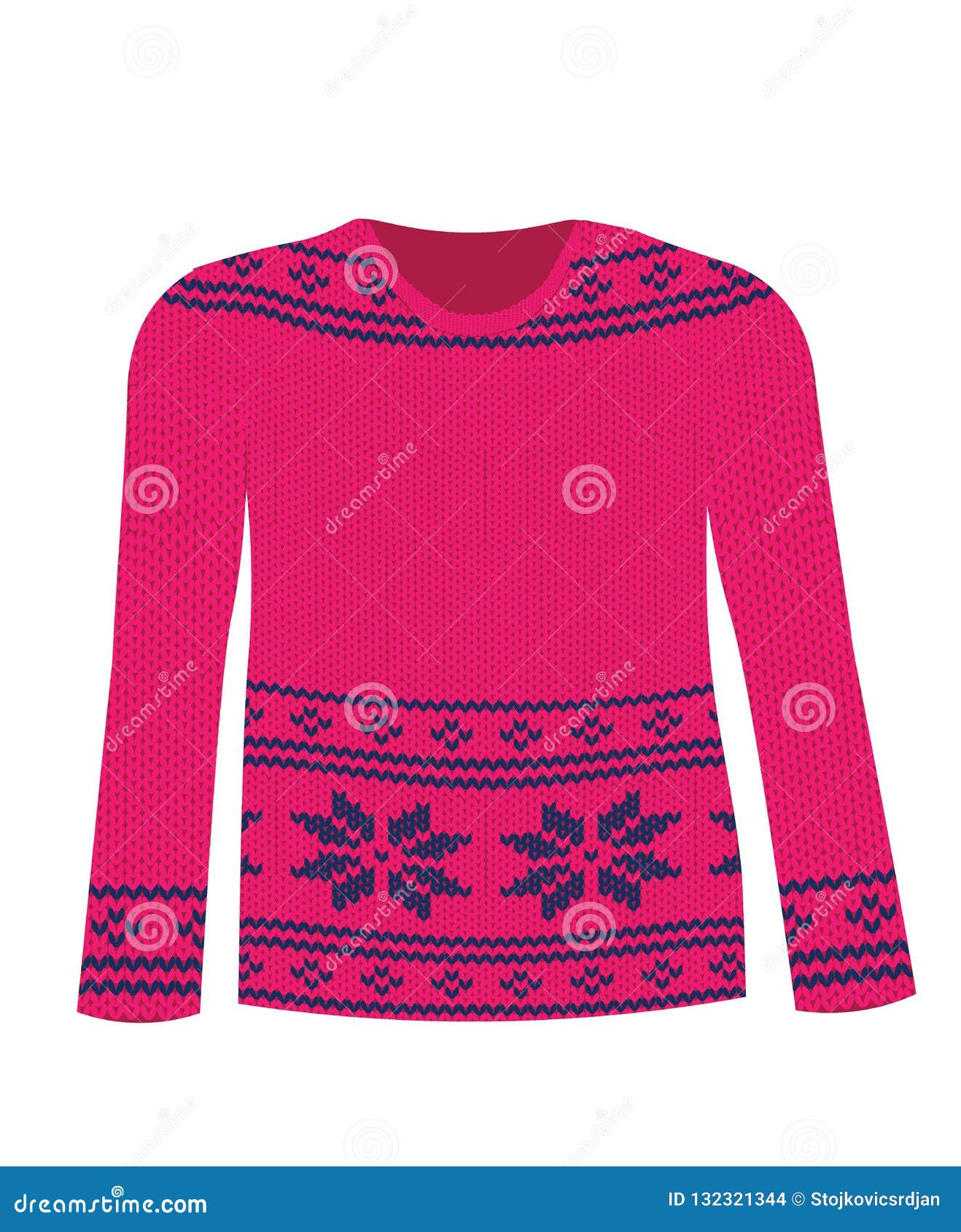 Purple Knitted Sweater with Nordic Pattern Stock Vector - Illustration ...