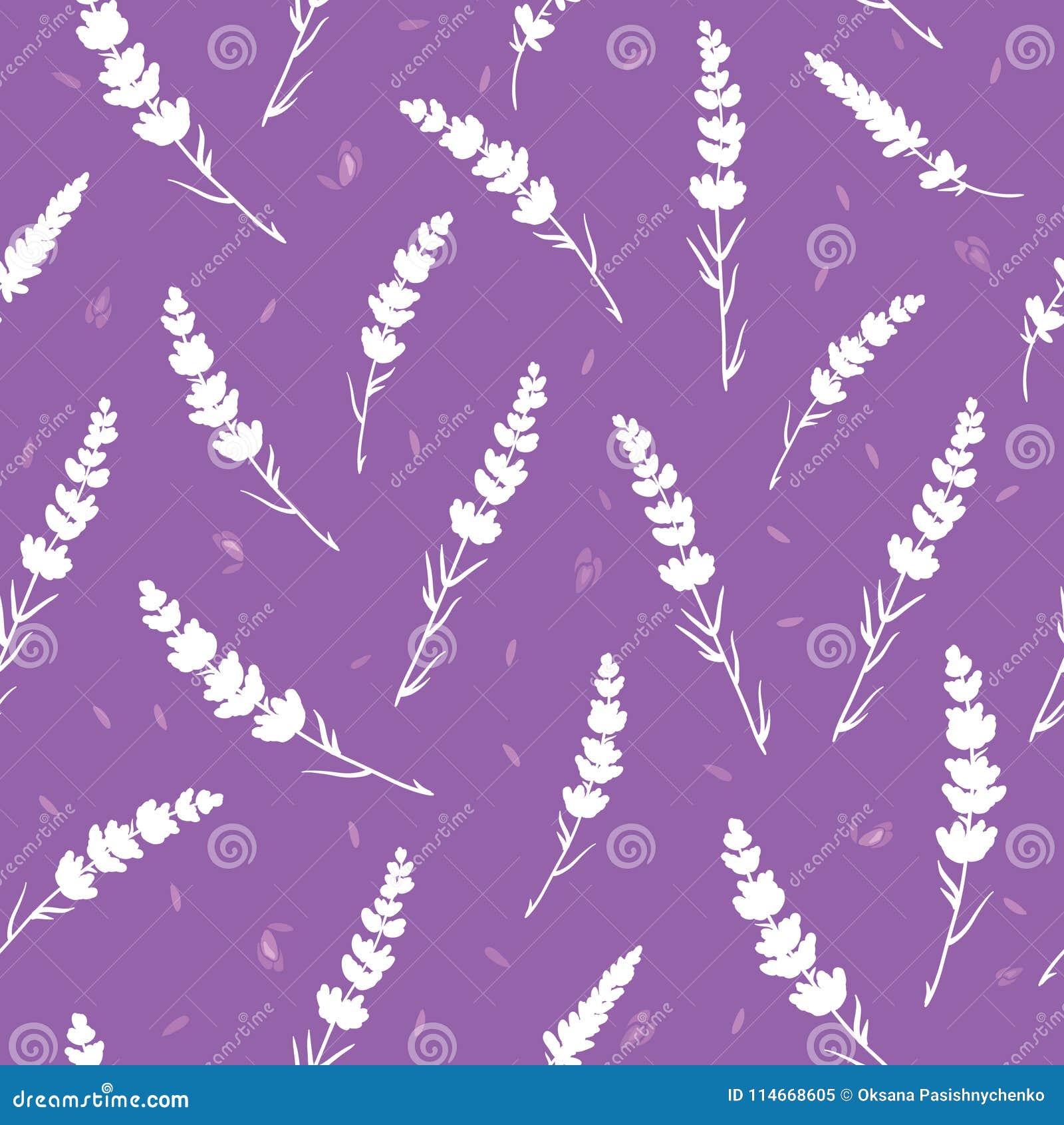 Purple Lavender Vector Seamless Repeat Pattern. Stock Vector ...