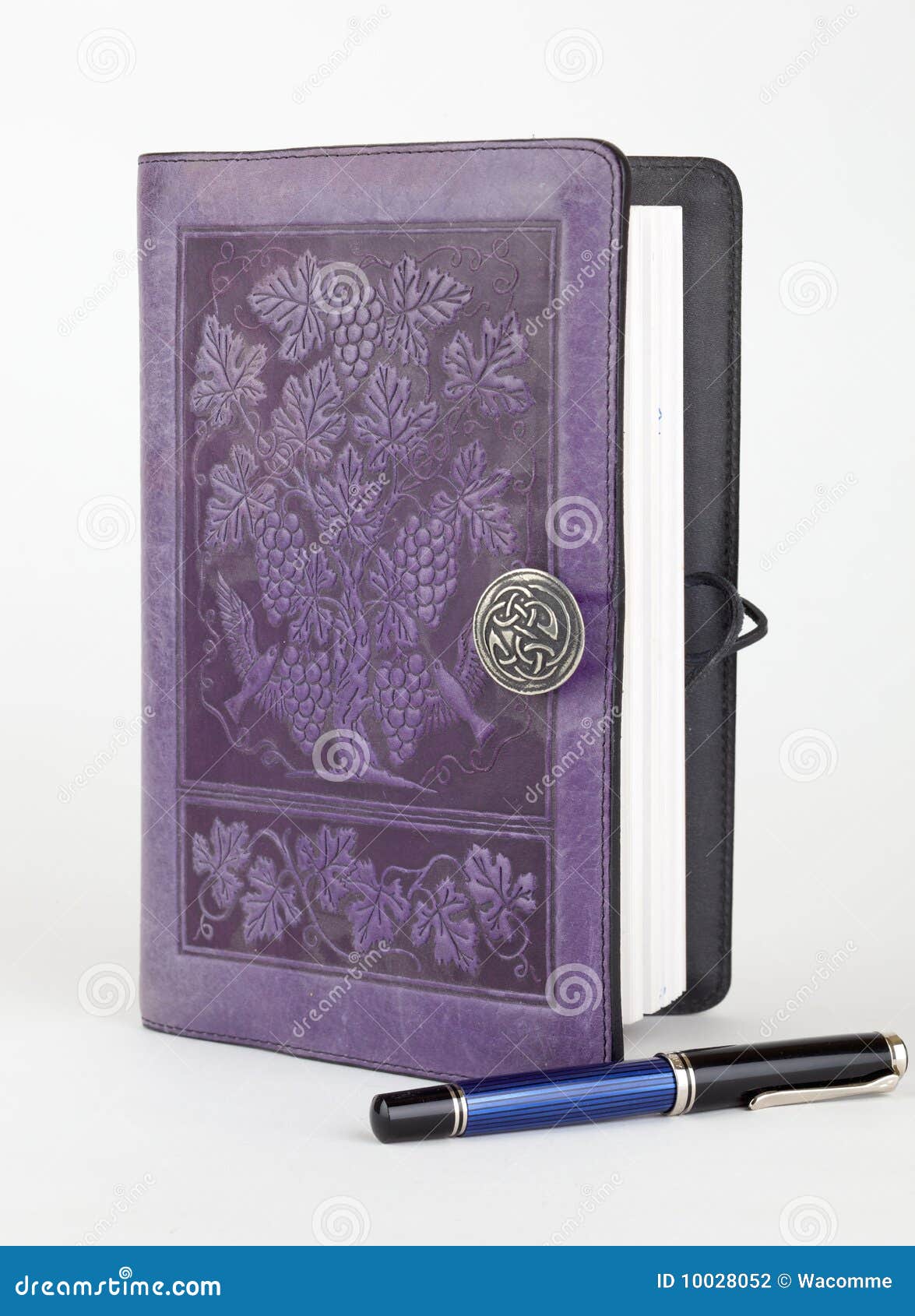 Purple Leather Bound Writing Journal and Pen Stock Photo - Image of ...