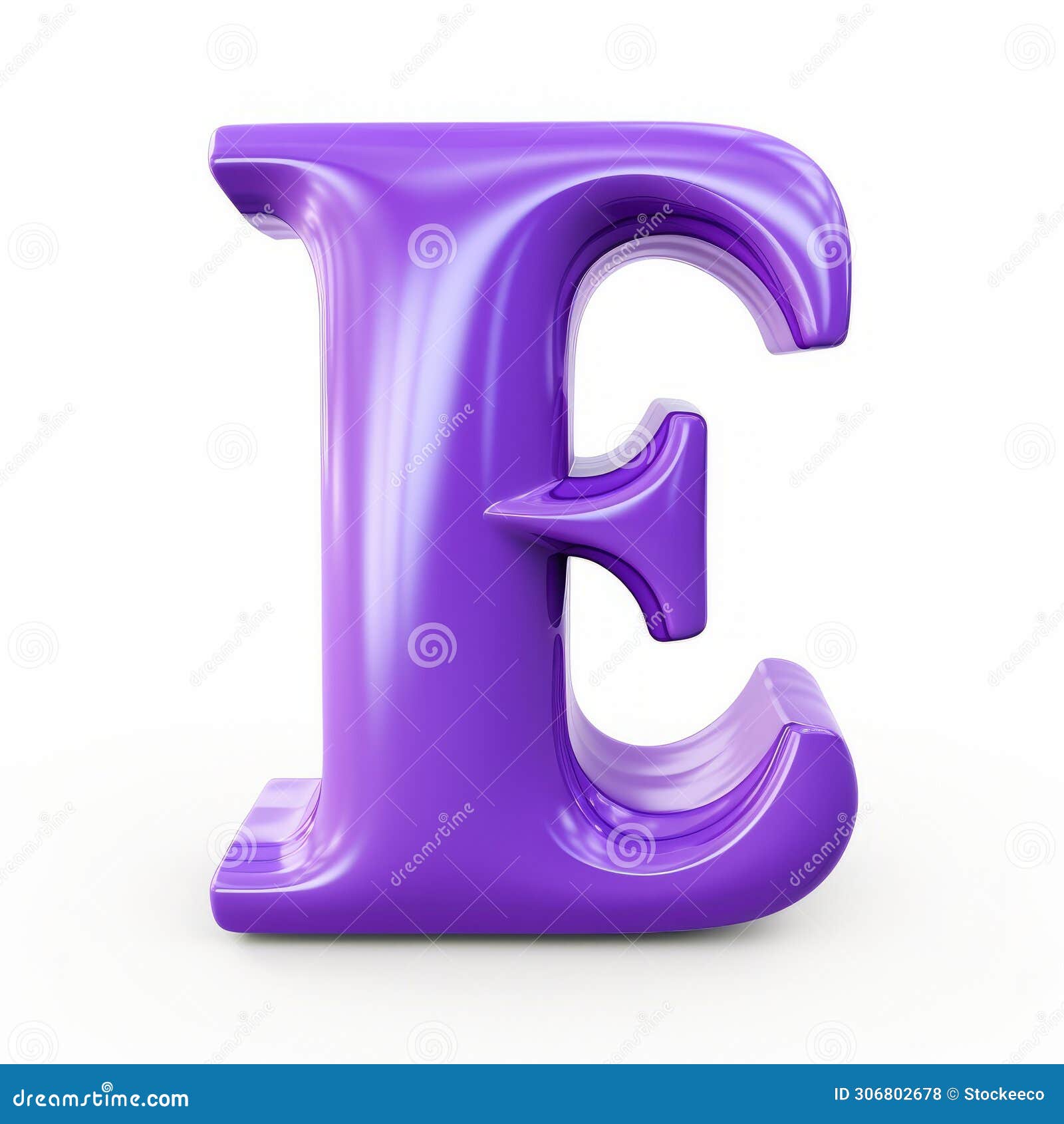 Vibrant Purple 3d Cartoon Letter E with Eccentric Figurative Style ...