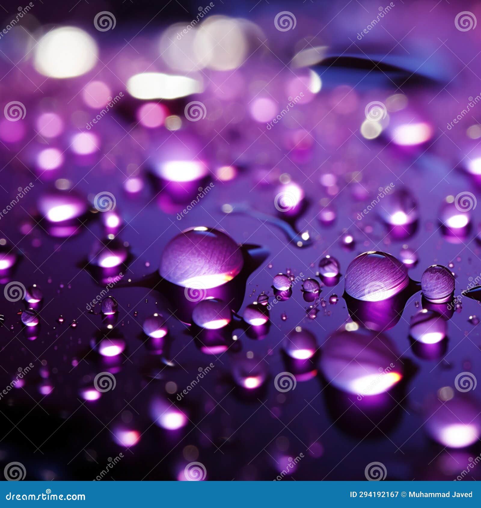 Purple Light Highlights Close Up Raindrops on the Windows Surface Stock ...