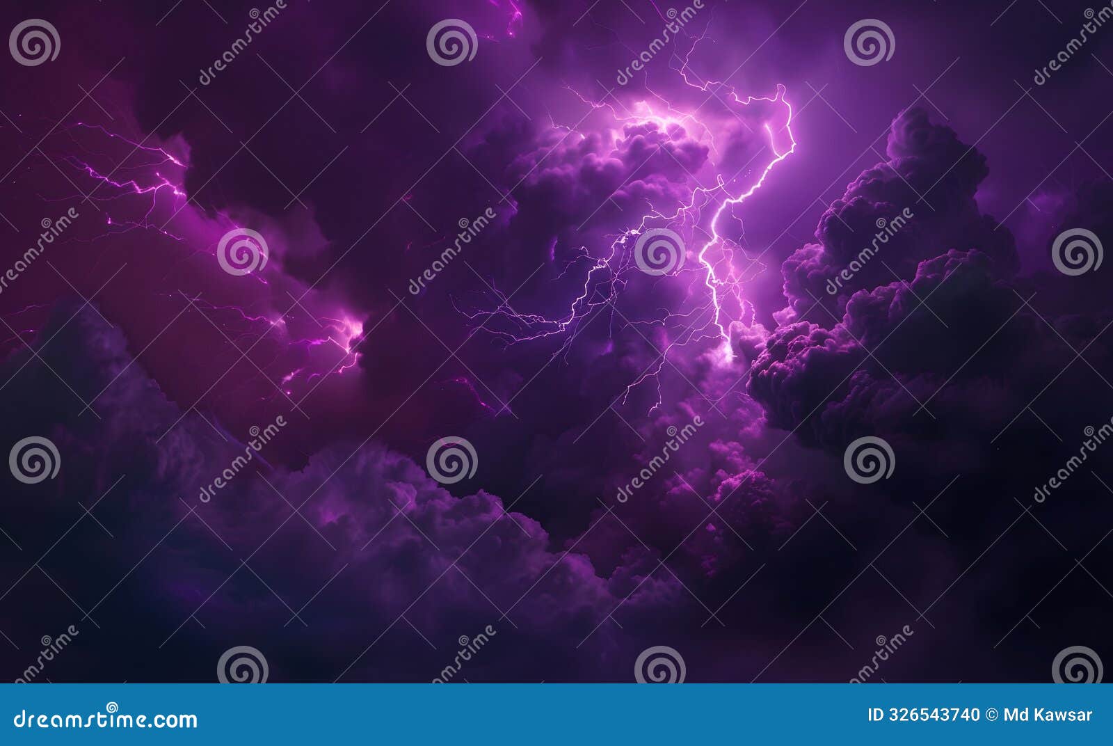 Purple Lightning Storm Dramatic Sky Stock Illustration - Illustration ...