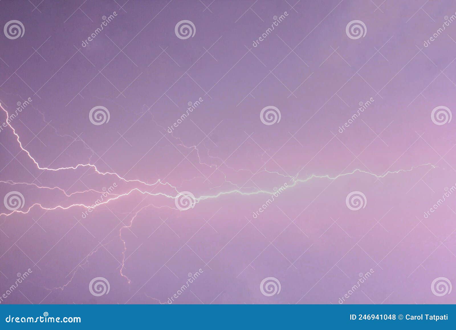 Purple Lightning Strike Across the Night Sky Stock Photo - Image of ...