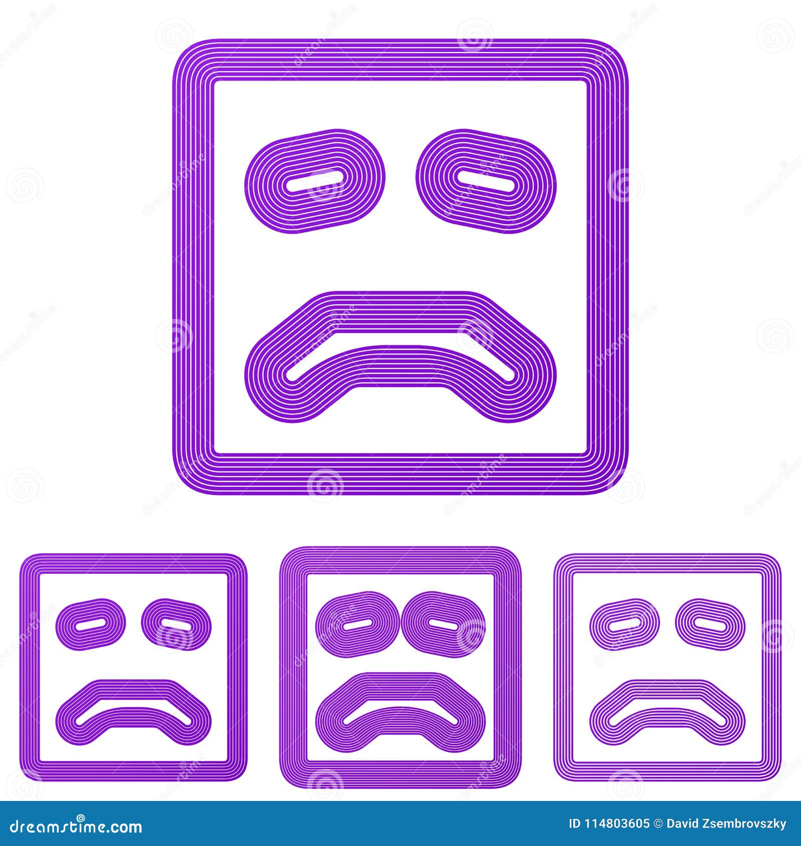 Purple Line Sadness Logo Design Set Stock Vector - Illustration of ...