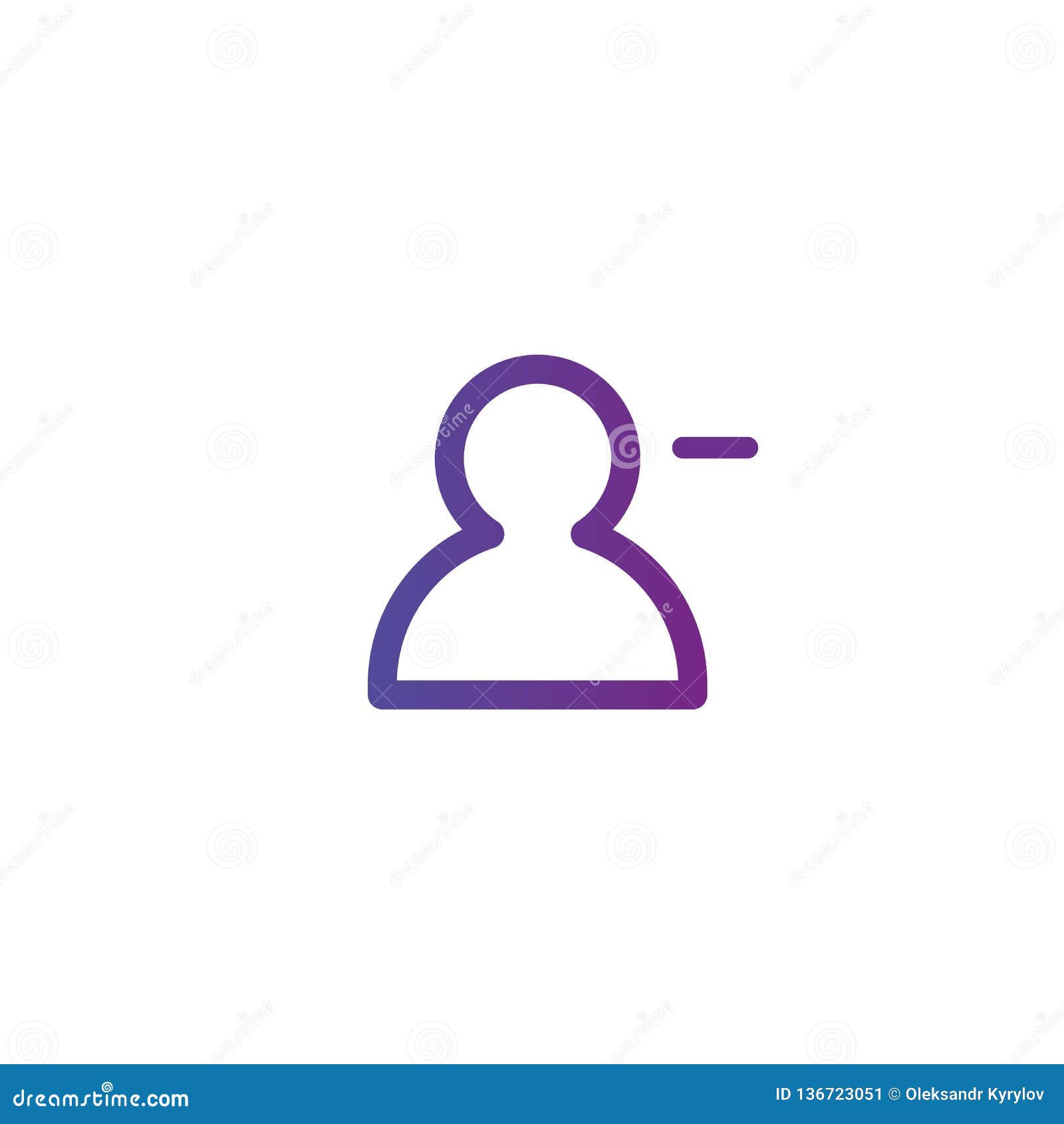 Purple Linear Outline Remove or Delete Person Icon, User Icon Vector ...