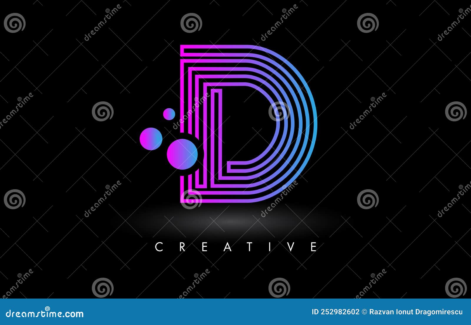 Purple Lines D Letter Logo Letter Made of Lines. Monogram Style Letter ...