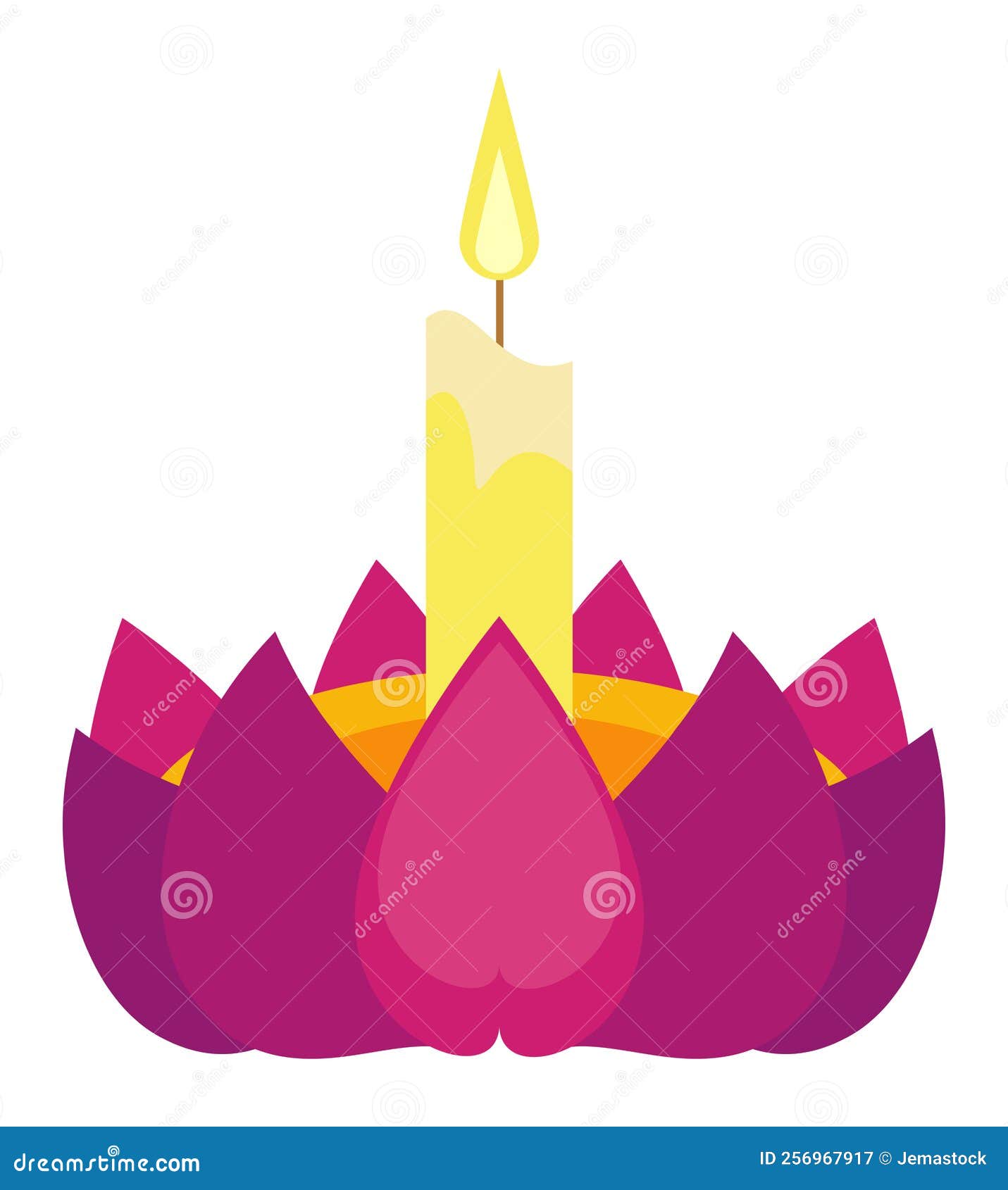 Purple Lotus Flower with Candle Stock Vector - Illustration of vector ...