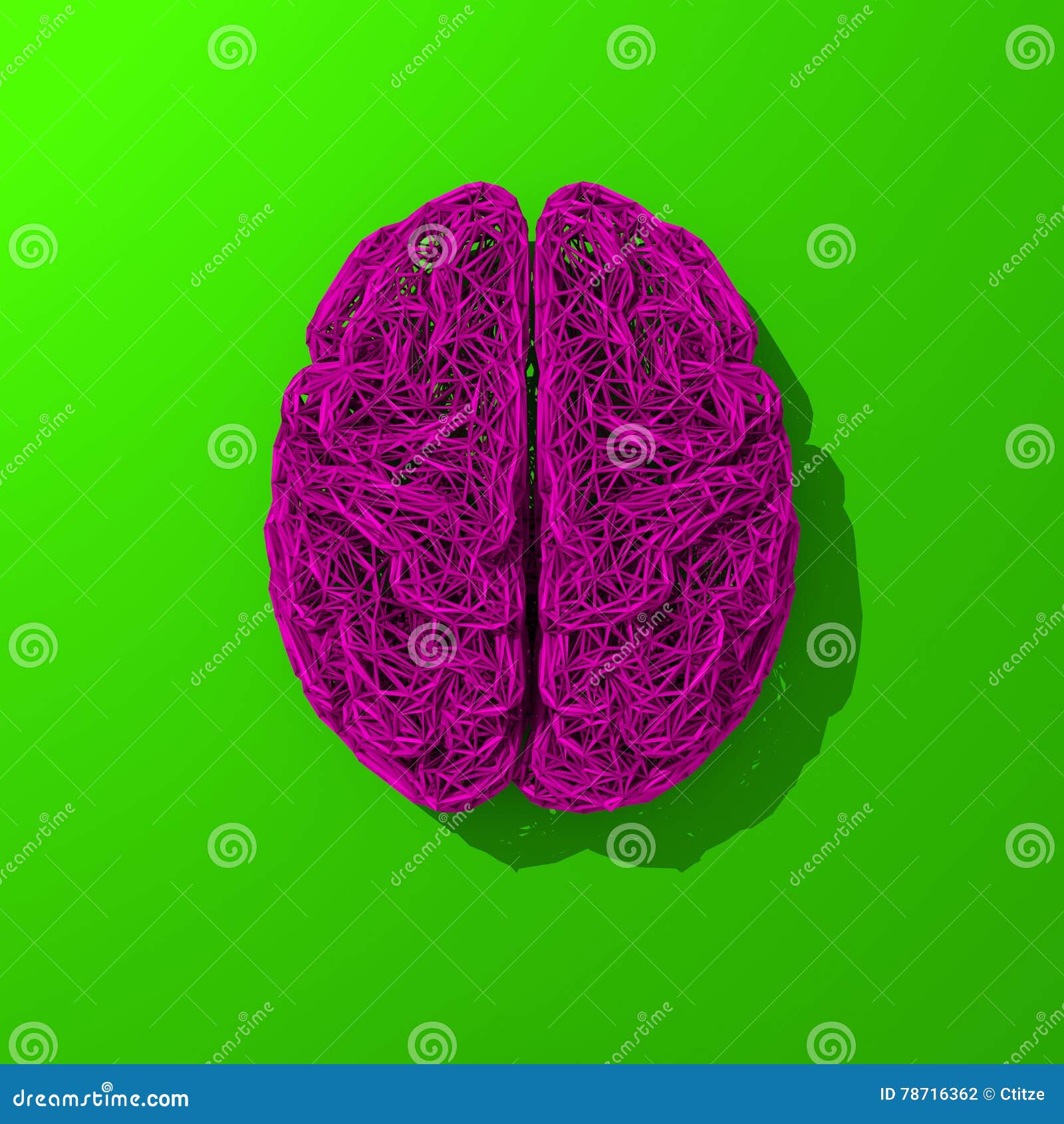 Purple Low Poly 3d Render Brain Illustration Stock Illustration ...
