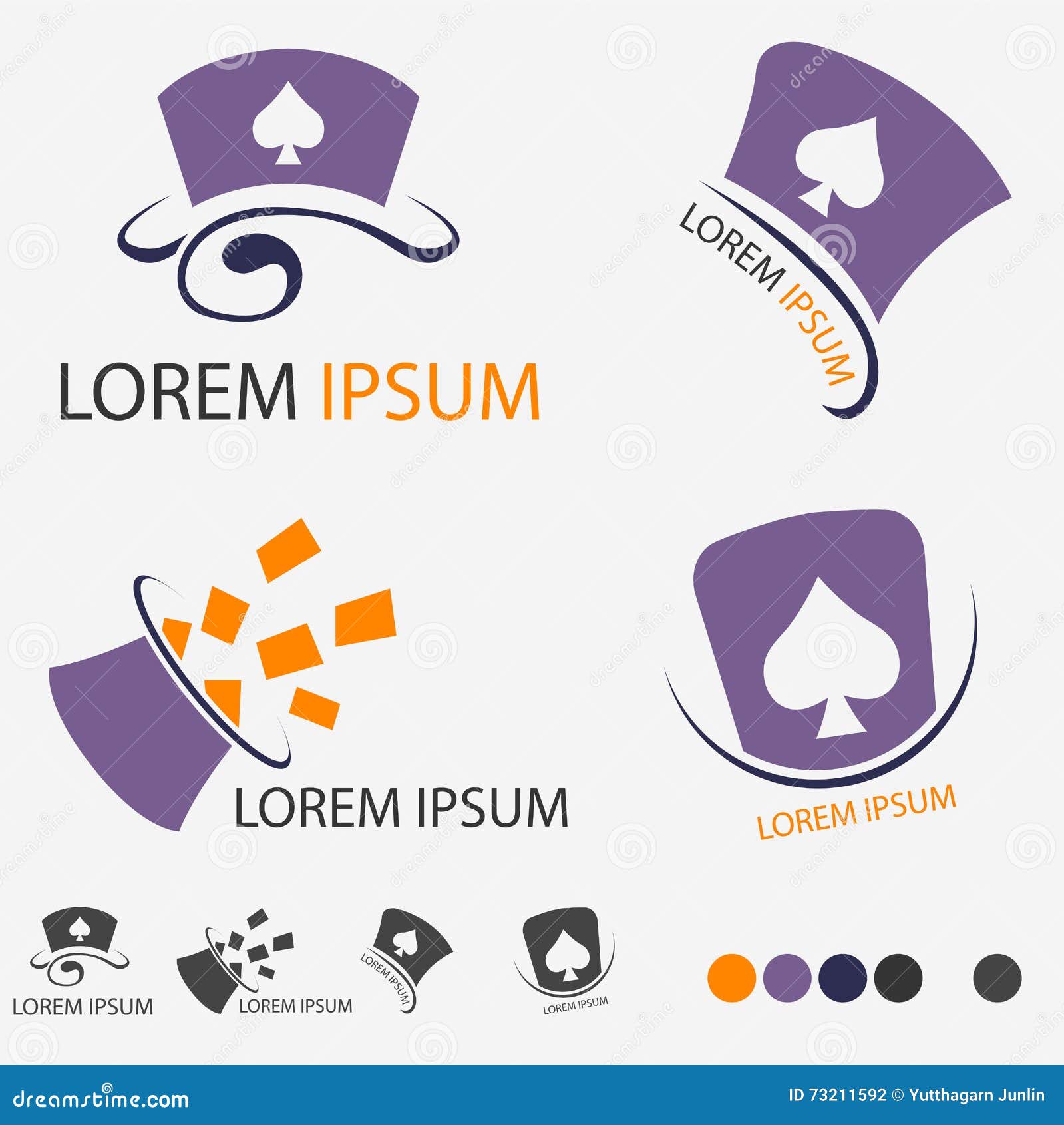 Purple Magic Hat of Magician Logo Set Stock Vector - Illustration of ...