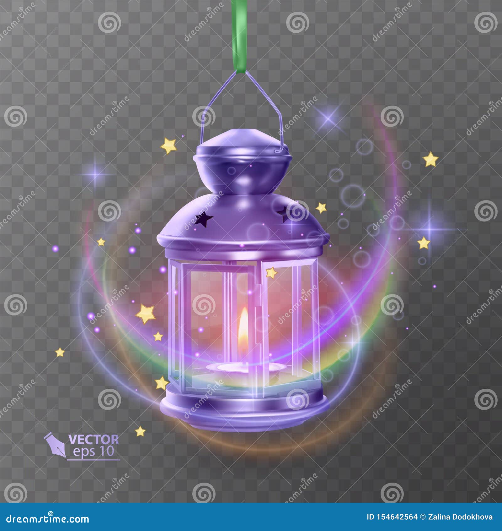 Purple Magic Lamp Surrounded by Luminous Effects, Realistic Lamp on ...