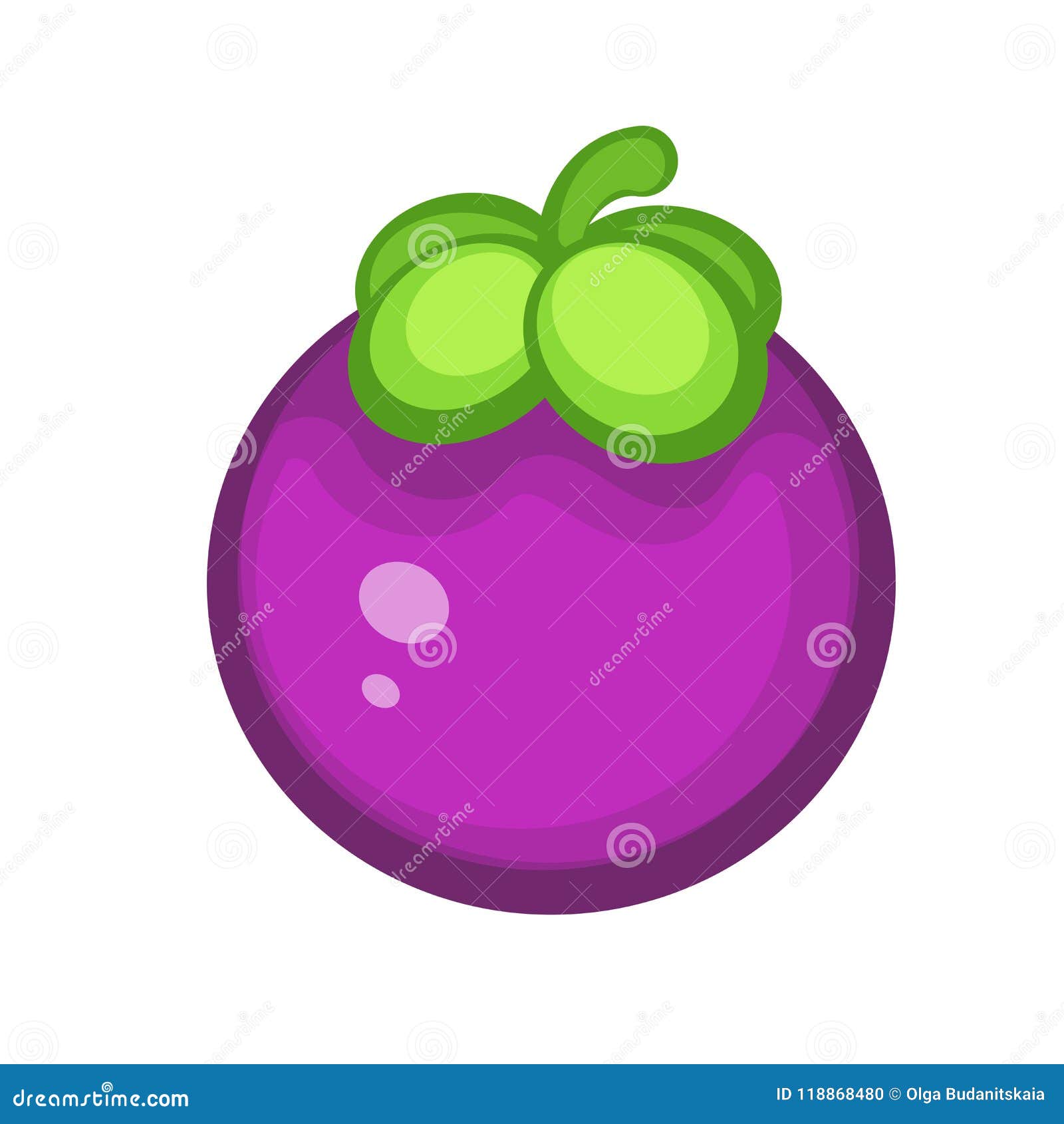 Purple Mangosteen Fruit Vector Illustration Isolated On White Ba ...