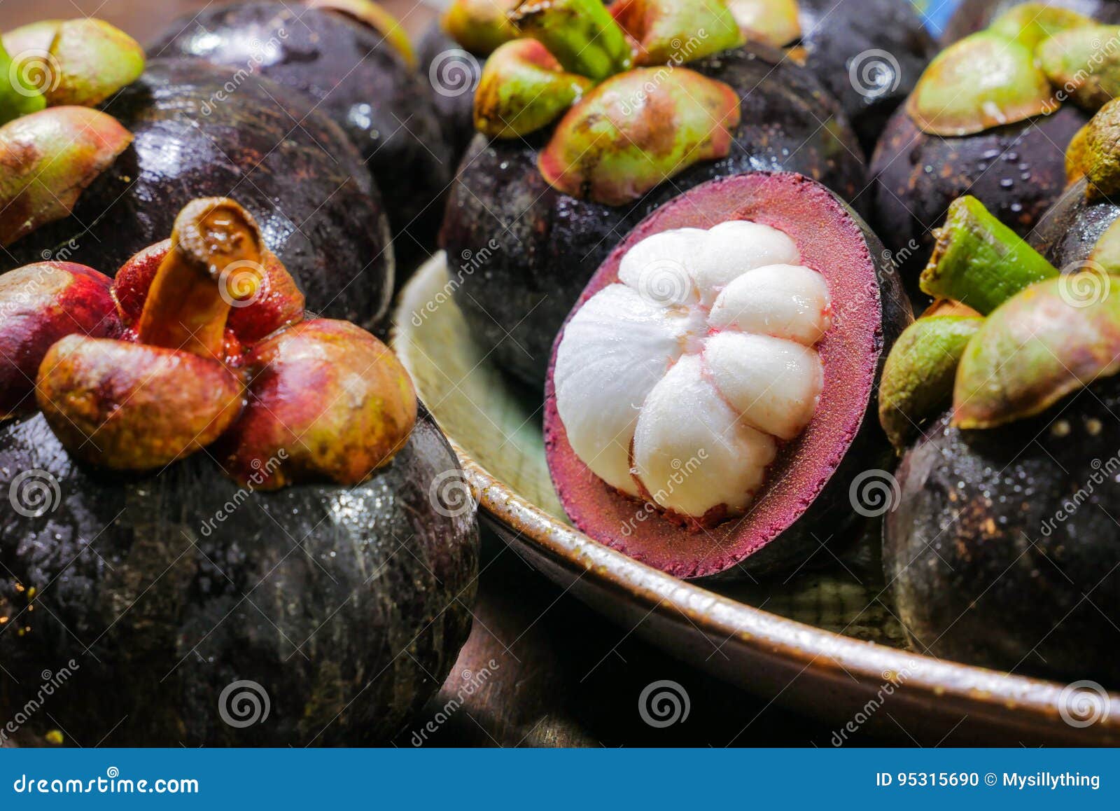 Purple Mangosteen a Queen of Tropical Fruit Stock Photo - Image of ...