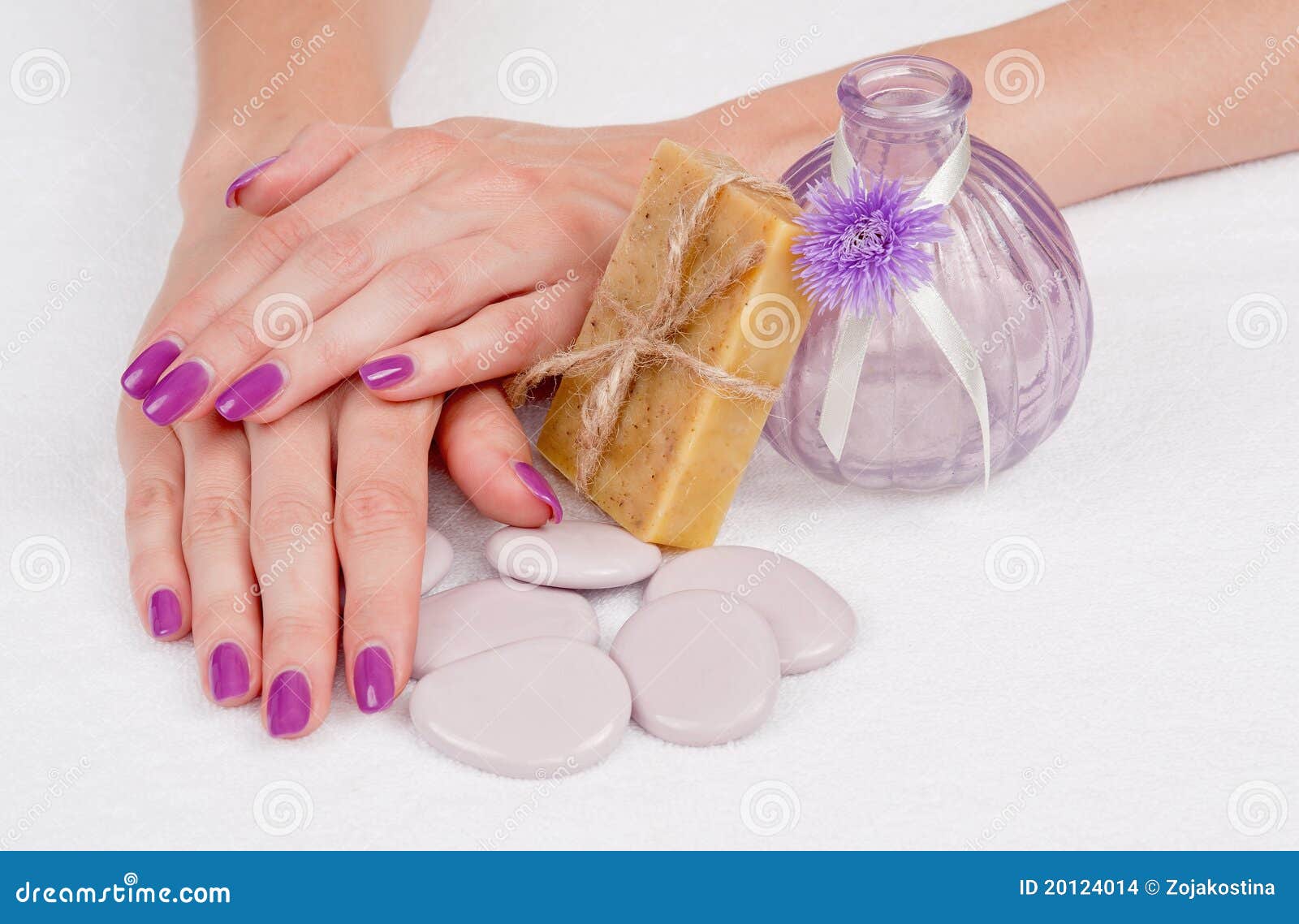 Purple Manicure and Aroma Treatment Still Life Stock Photo - Image of ...