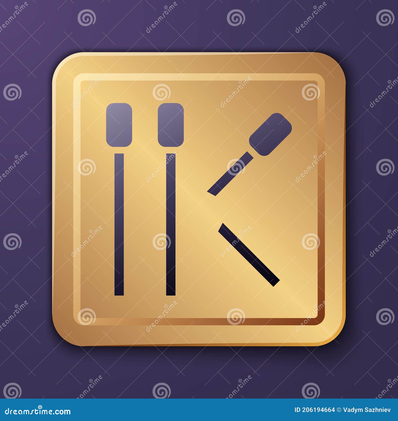 Purple Matches Icon Isolated on Purple Background. Gold Square Button ...