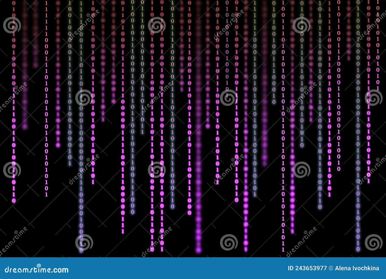 Purple Matrix Background of Binary Numbers. Matrix of Computer Data ...