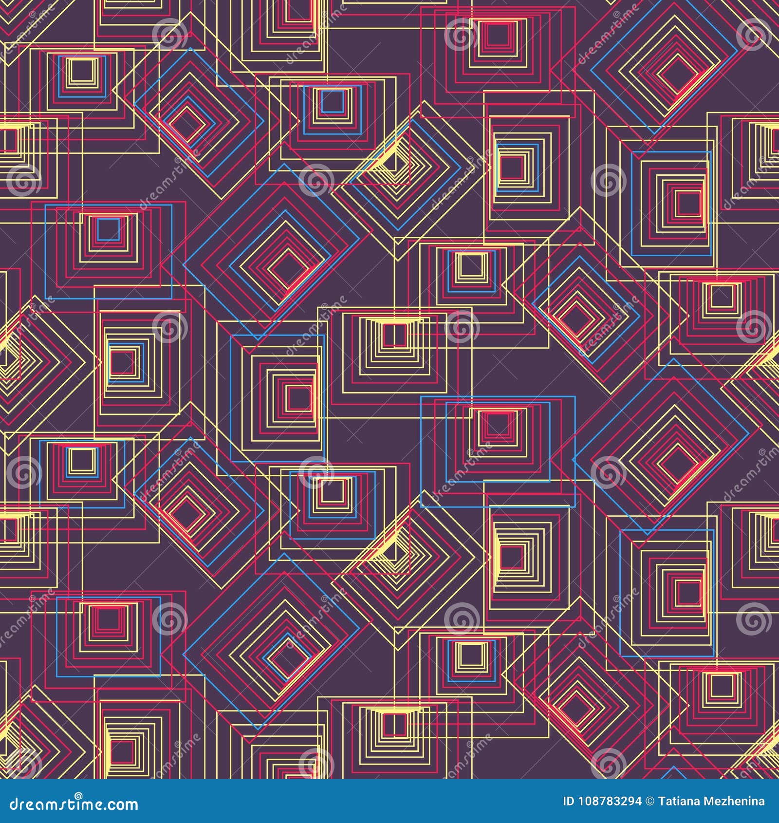 Purple Matrix Pattern with Yellow and Pink Squares Stock Illustration ...