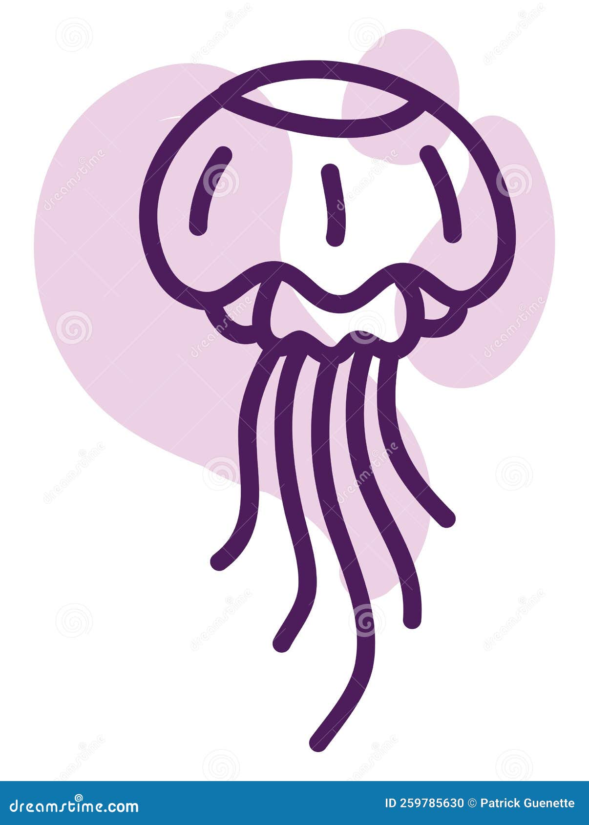 Purple medusa, icon stock vector. Illustration of tropical - 259785630