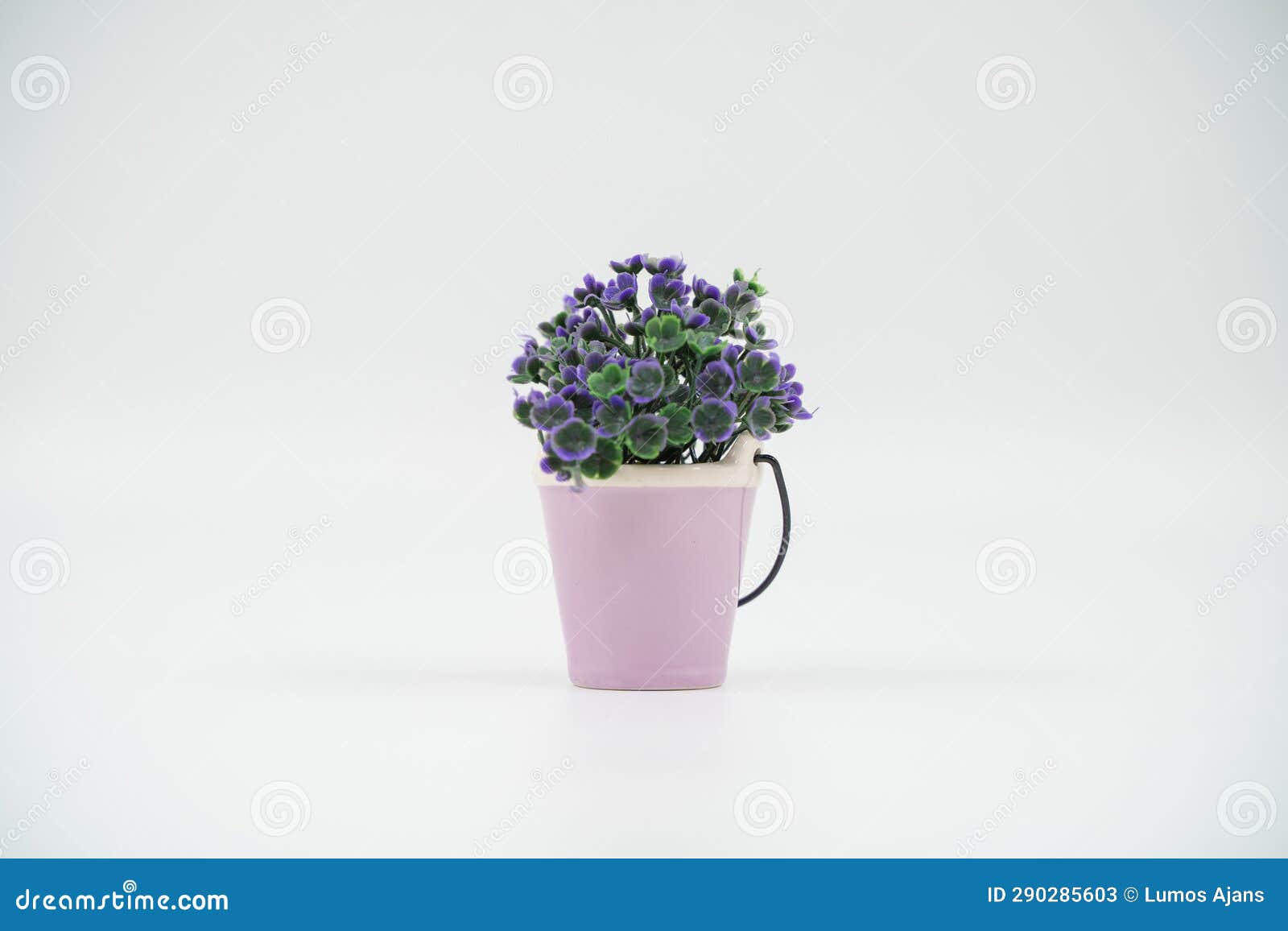 Purple Miniature Artificial Flower in a Pot Stock Image - Image of ...