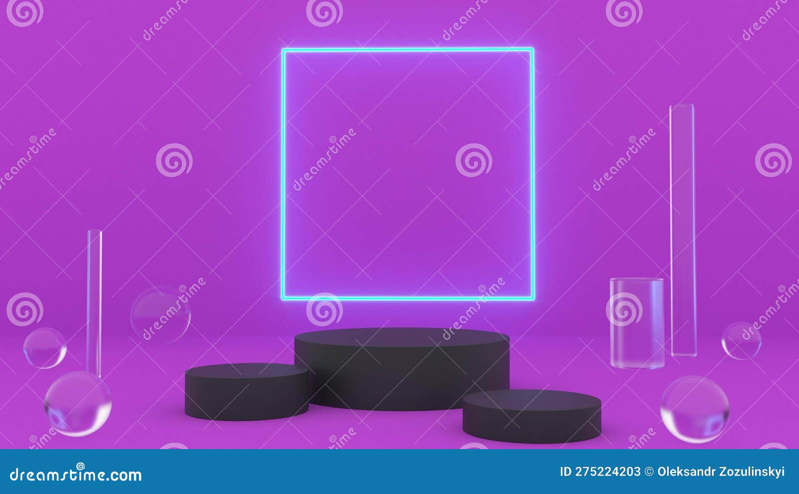 Purple Mockup Podium Neon Rectangle Blink 3d Stock Illustration ...