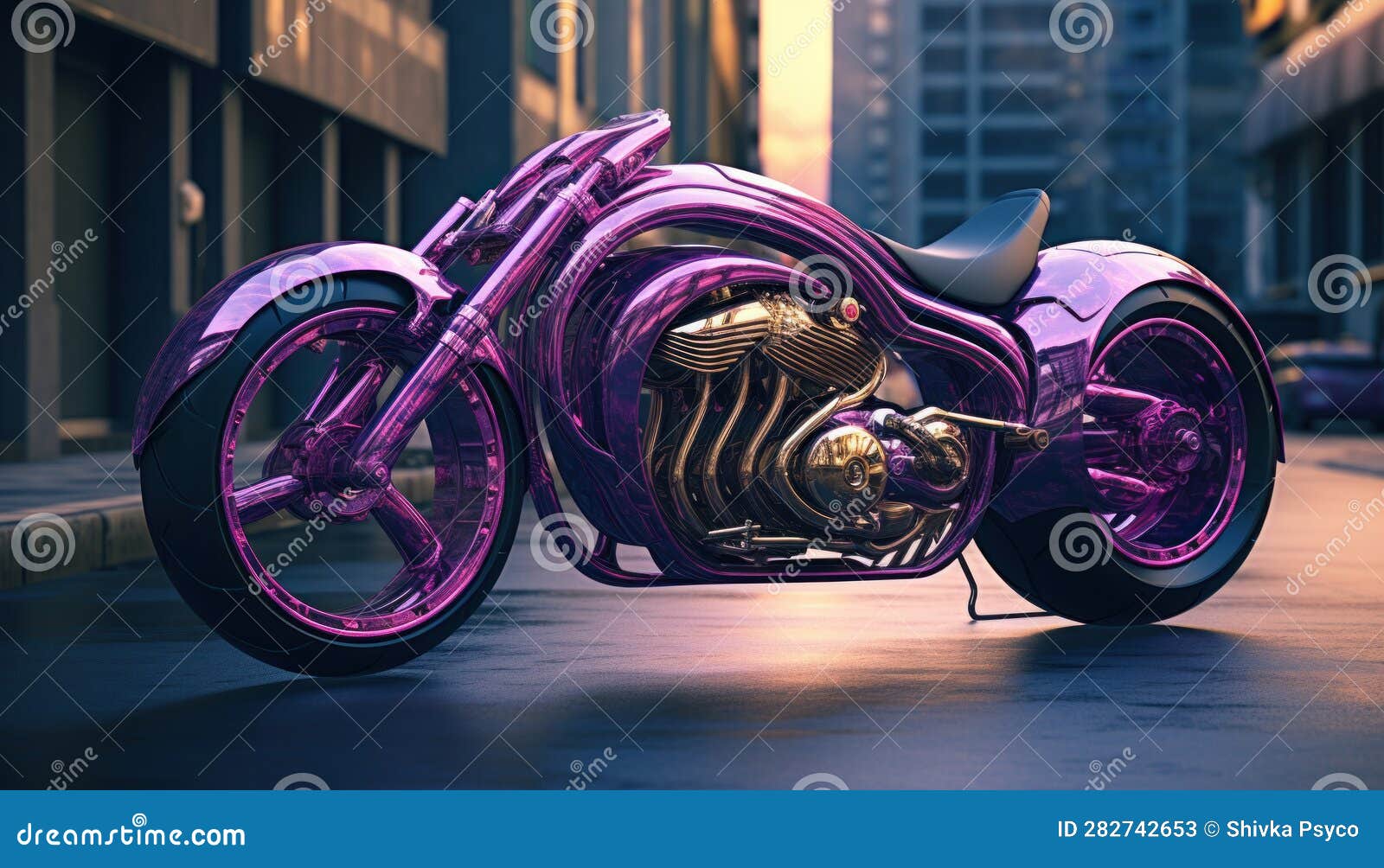 A Purple Motorcycle Powered by Plasma Stock Illustration - Illustration ...