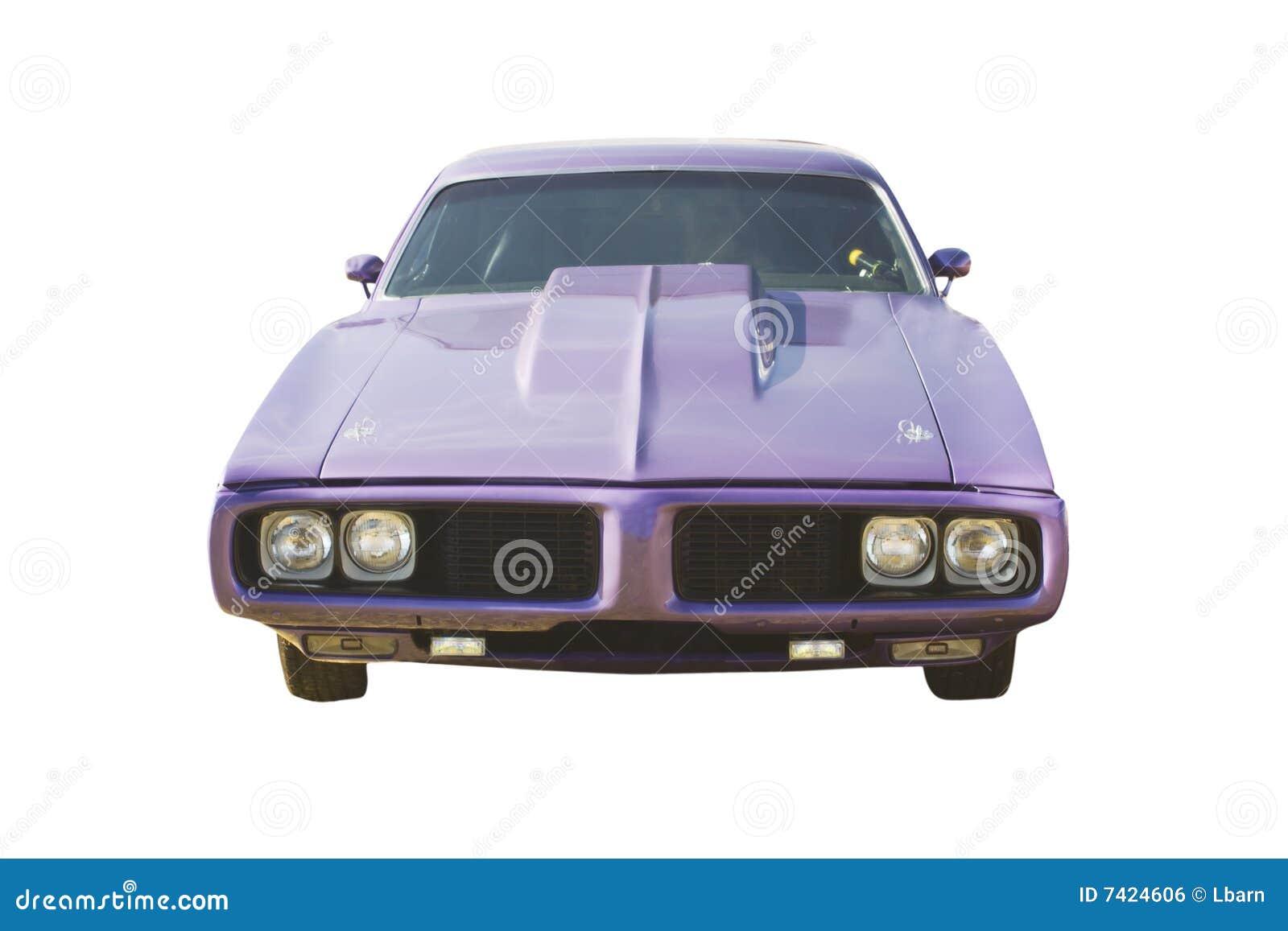 Purple Muscle Car Front View Stock Photo - Image of hotrod, front: 7424606