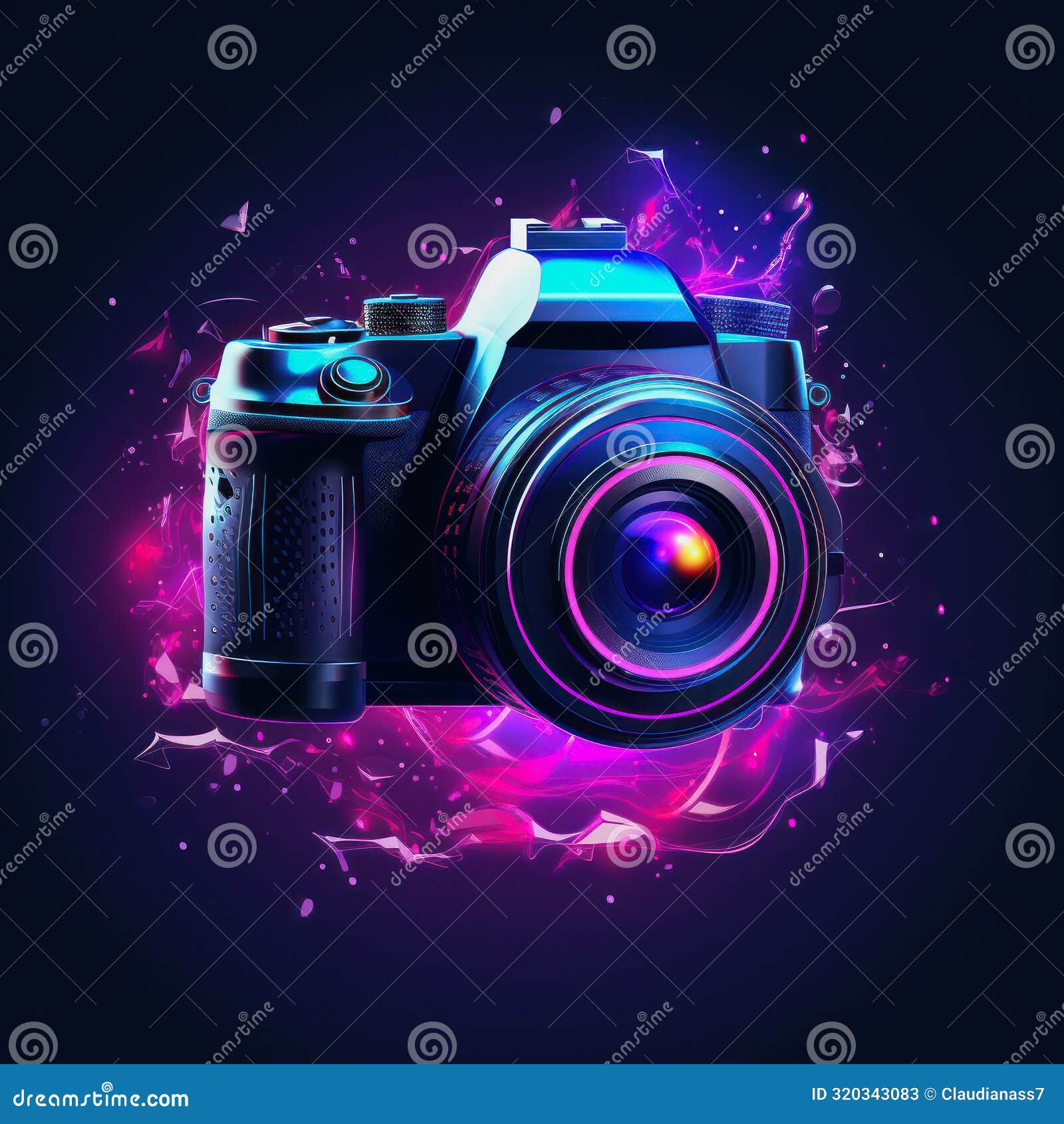 Purple Neon Colored Camera Logo Stock Image - Image of modern, colored ...