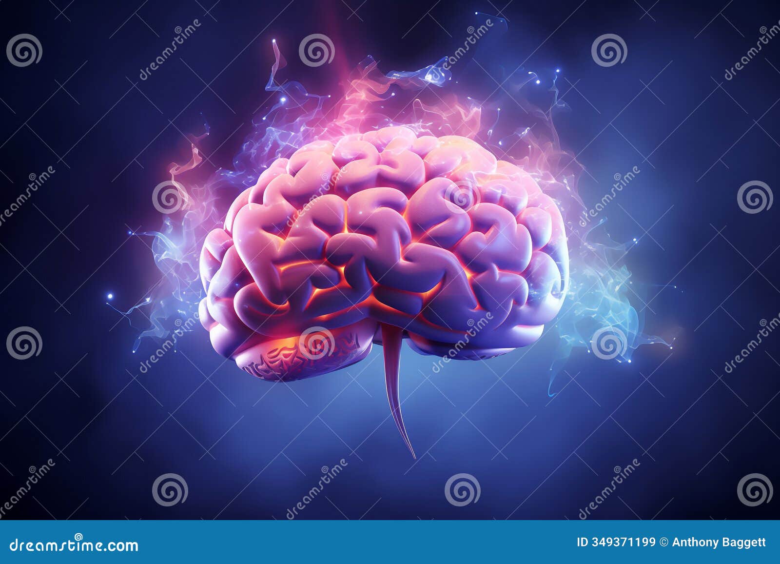 Brain Showing Strong Biceps Comic Character Representing Intellect And ...