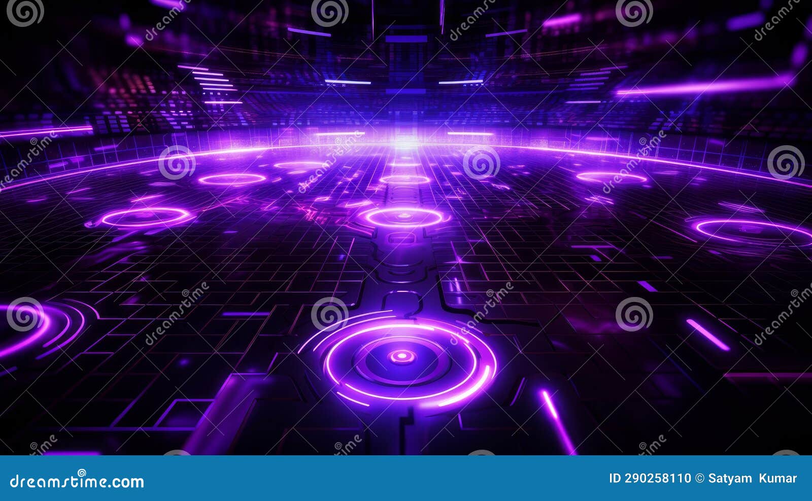 Purple Neon Light Technology Background Generative AI Stock ...
