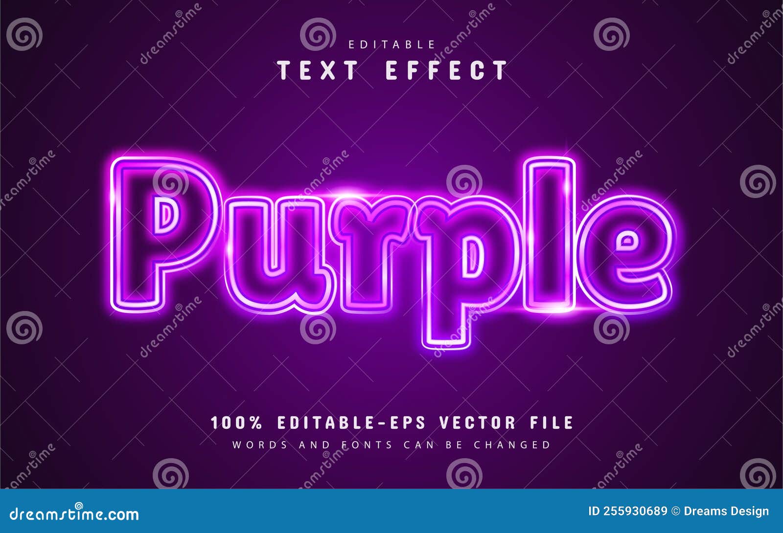 Purple neon text effect stock vector. Illustration of typography ...