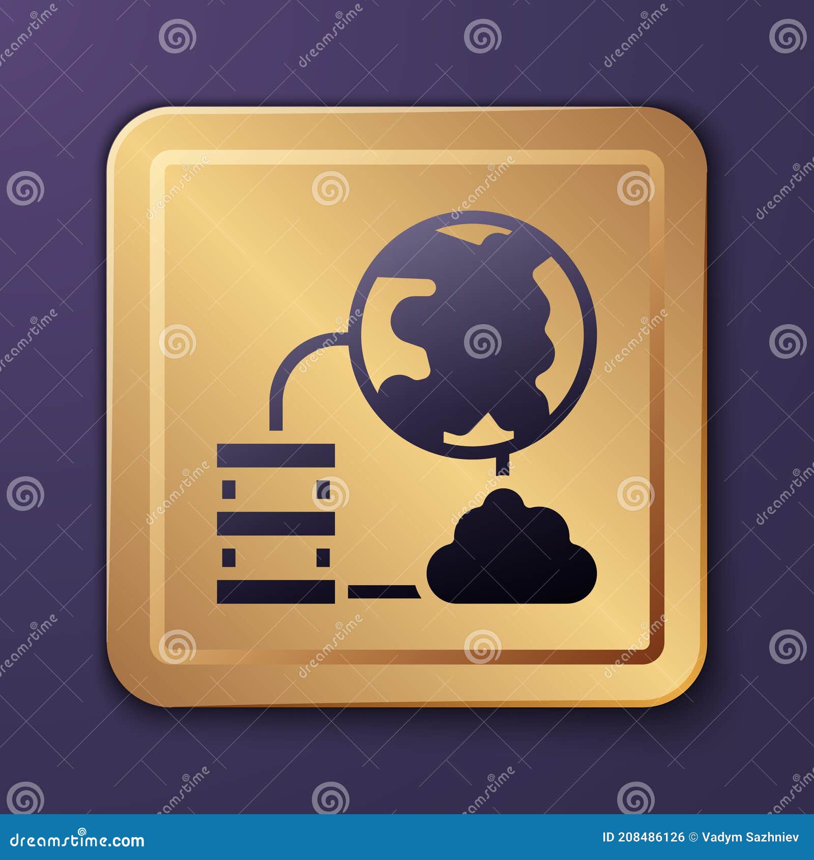 Purple Network Cloud Connection Icon Isolated on Purple Background ...