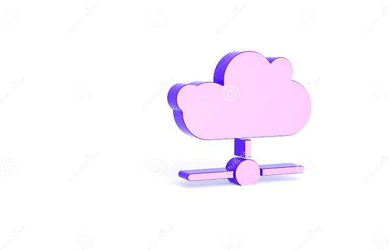 Purple Network Cloud Connection Icon Isolated on White Background ...