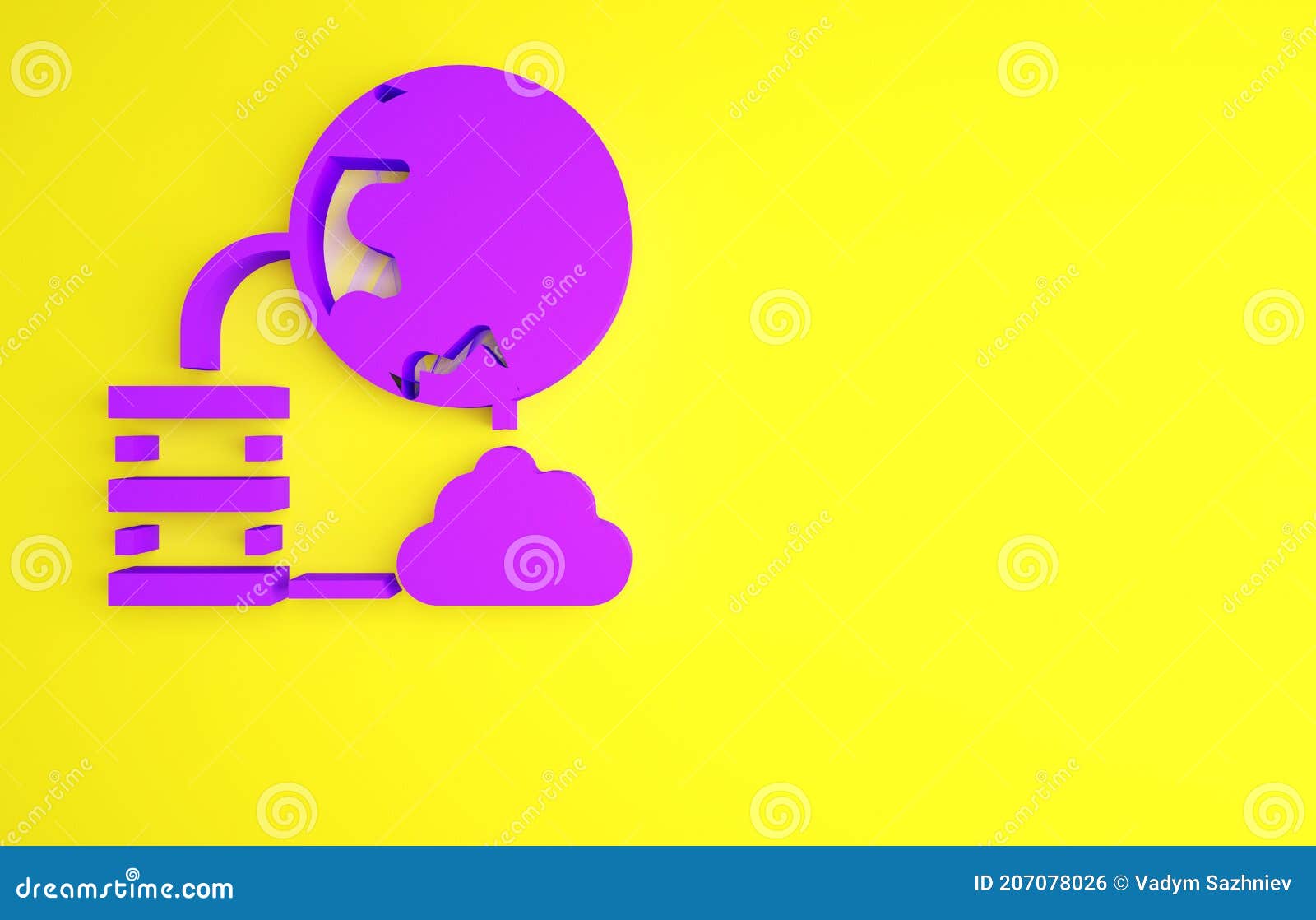 Purple Network Cloud Connection Icon Isolated on Yellow Background ...