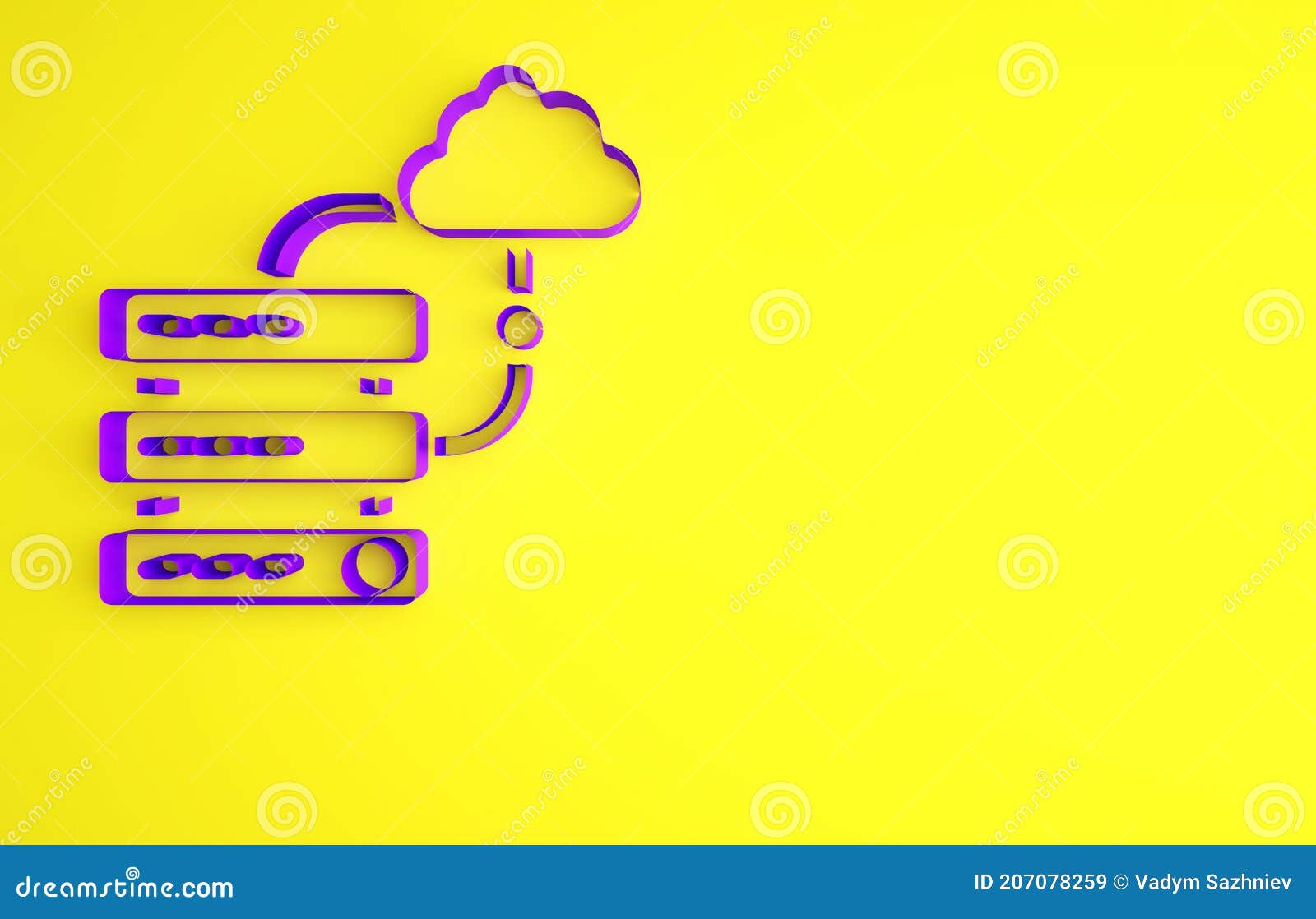 Purple Network Cloud Connection Icon Isolated on Yellow Background ...
