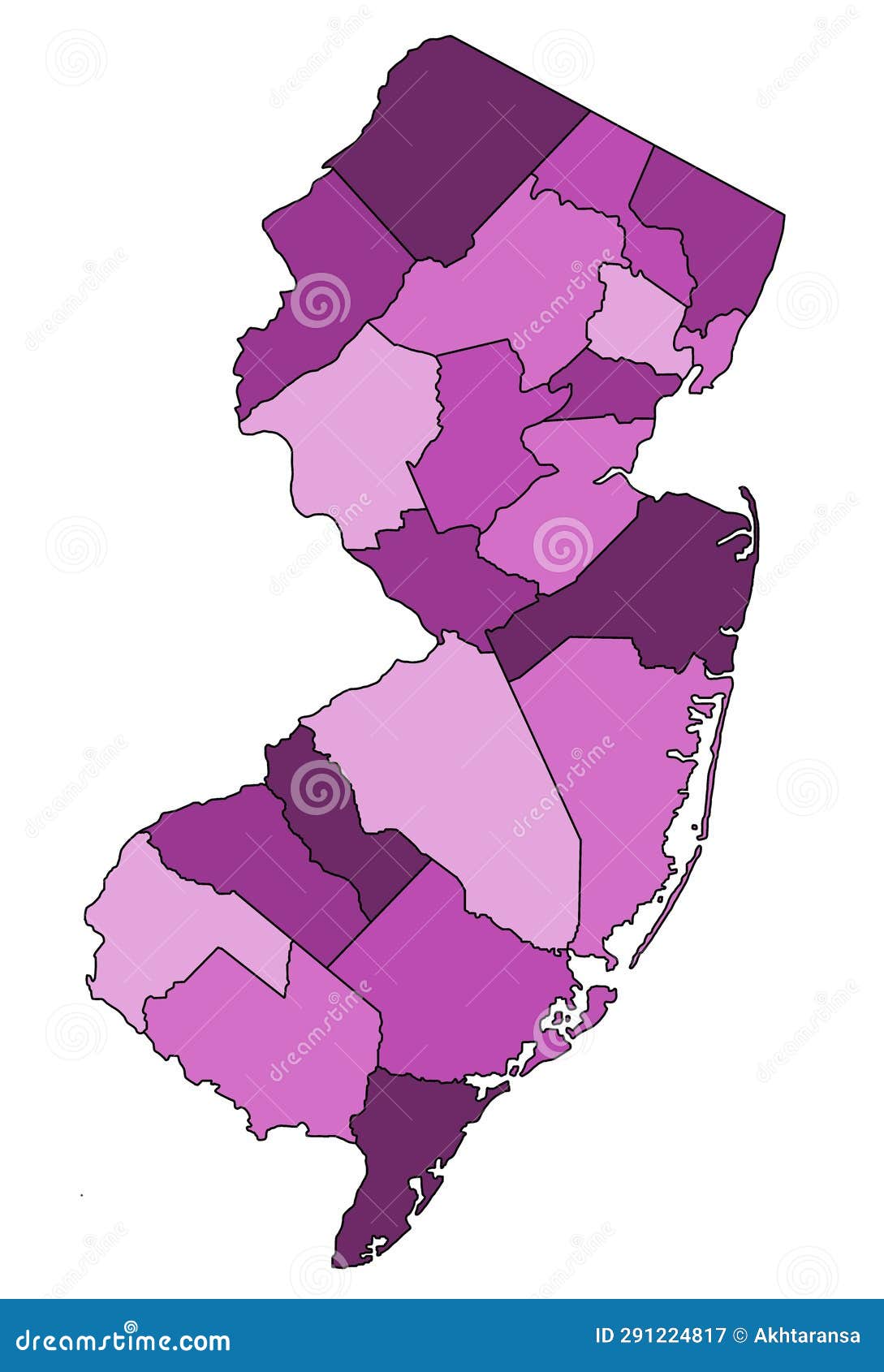 New Jersey Administrative Map. Counties Map Of New Jersey With ...