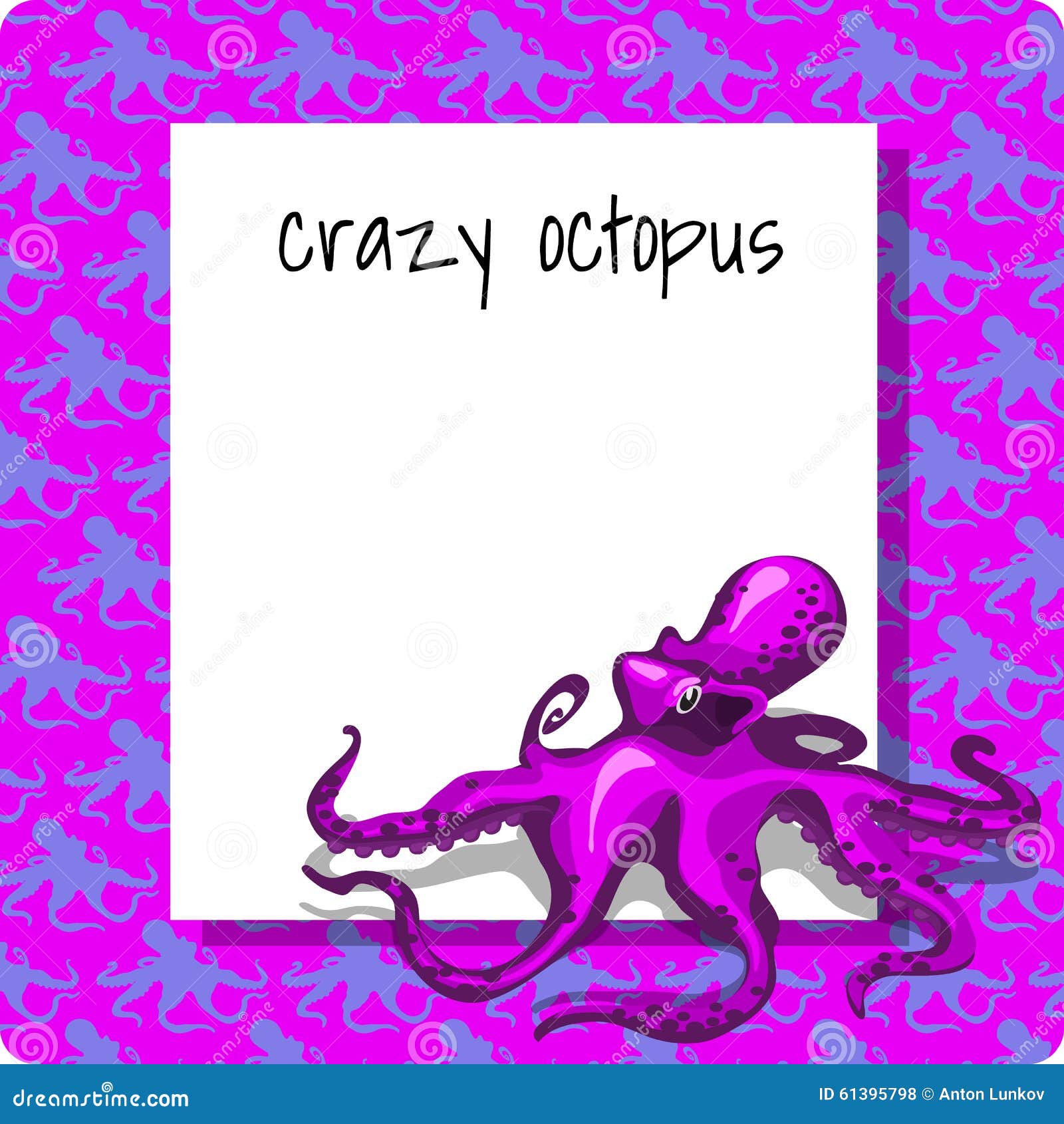 Purple Octopus on a the Card with Space for Text Stock Vector ...