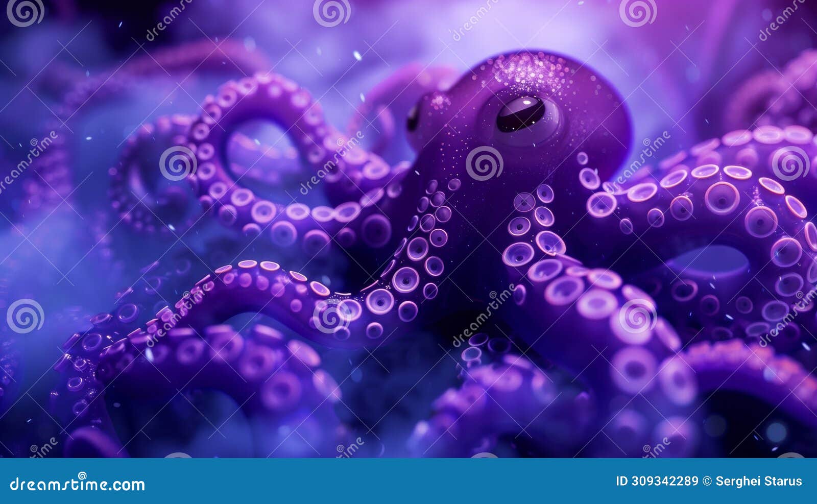 A Purple Octopus With Large Eyes And Tentacles Is Shown, AI Stock Image ...