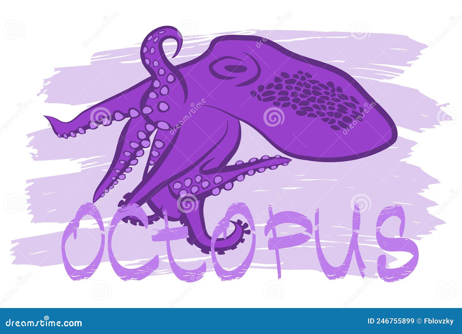 Purple Octopus and Text `octopus` Stock Vector - Illustration of ...