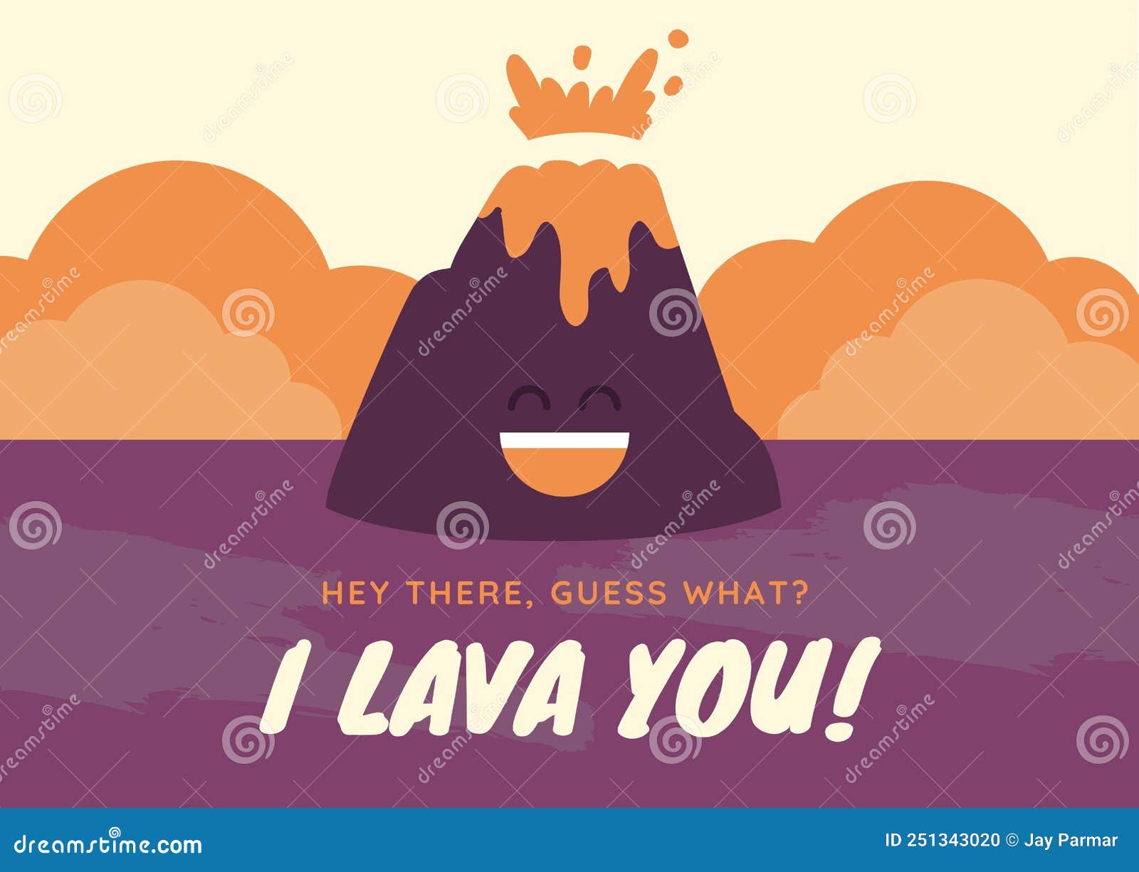 Purple Orange Cute Lava Love Postcard Stock Illustration - Illustration ...