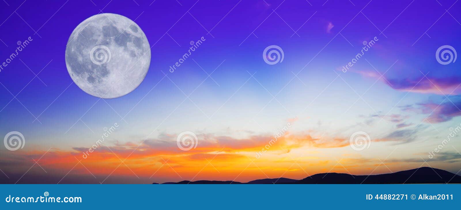 Purple and Orange Sunset with Moon Stock Image - Image of dusk, energy ...