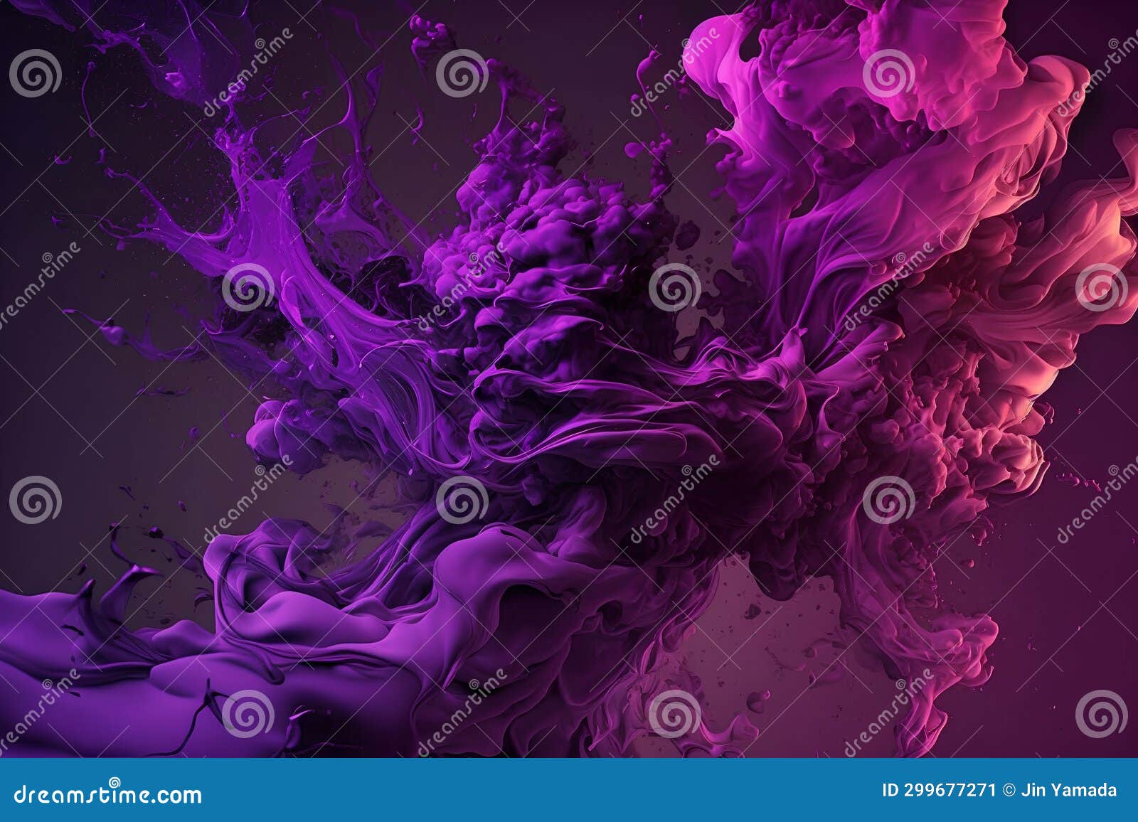 Purple Paint Splashing in Water. Abstract Background. 3d Rendering ...