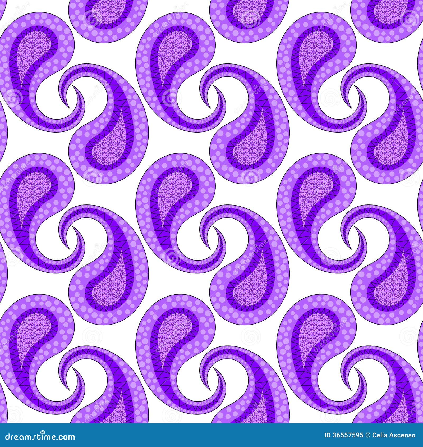 Purple Paisley Seamless Geometric Pattern Stock Illustration ...
