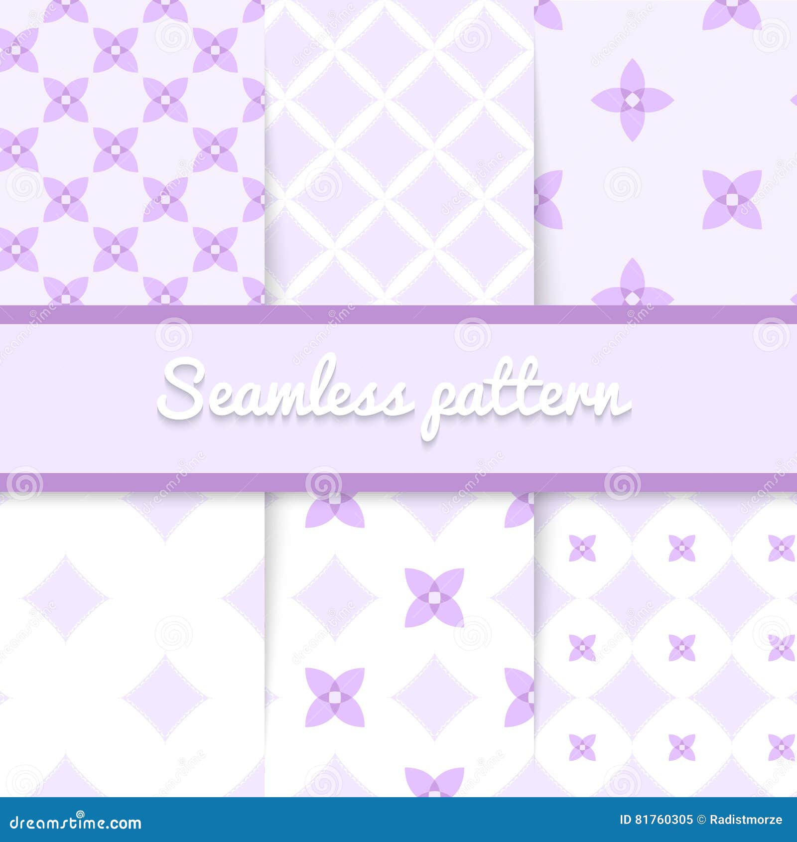 Purple Patterns Cute Vector Seamless Light Backgrounds. Stock Vector ...