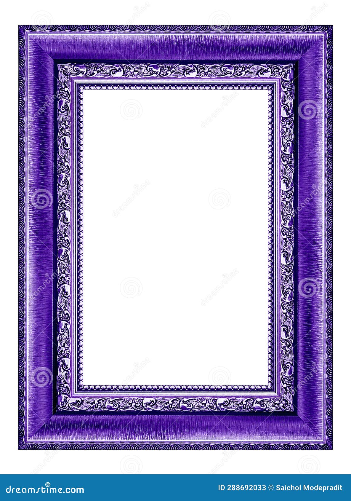 Purple Picture Frame Isolated on White Background Stock Image - Image ...