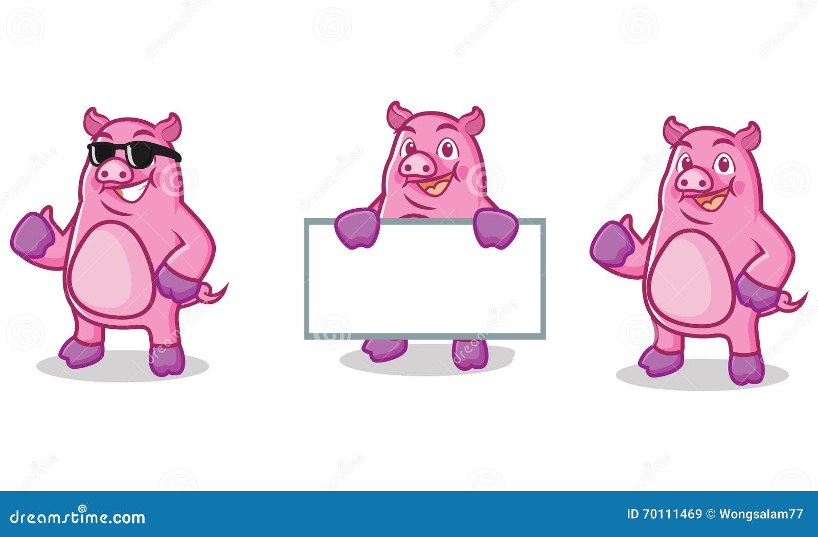 Purple Pig Mascot happy stock vector. Illustration of baby - 70111469