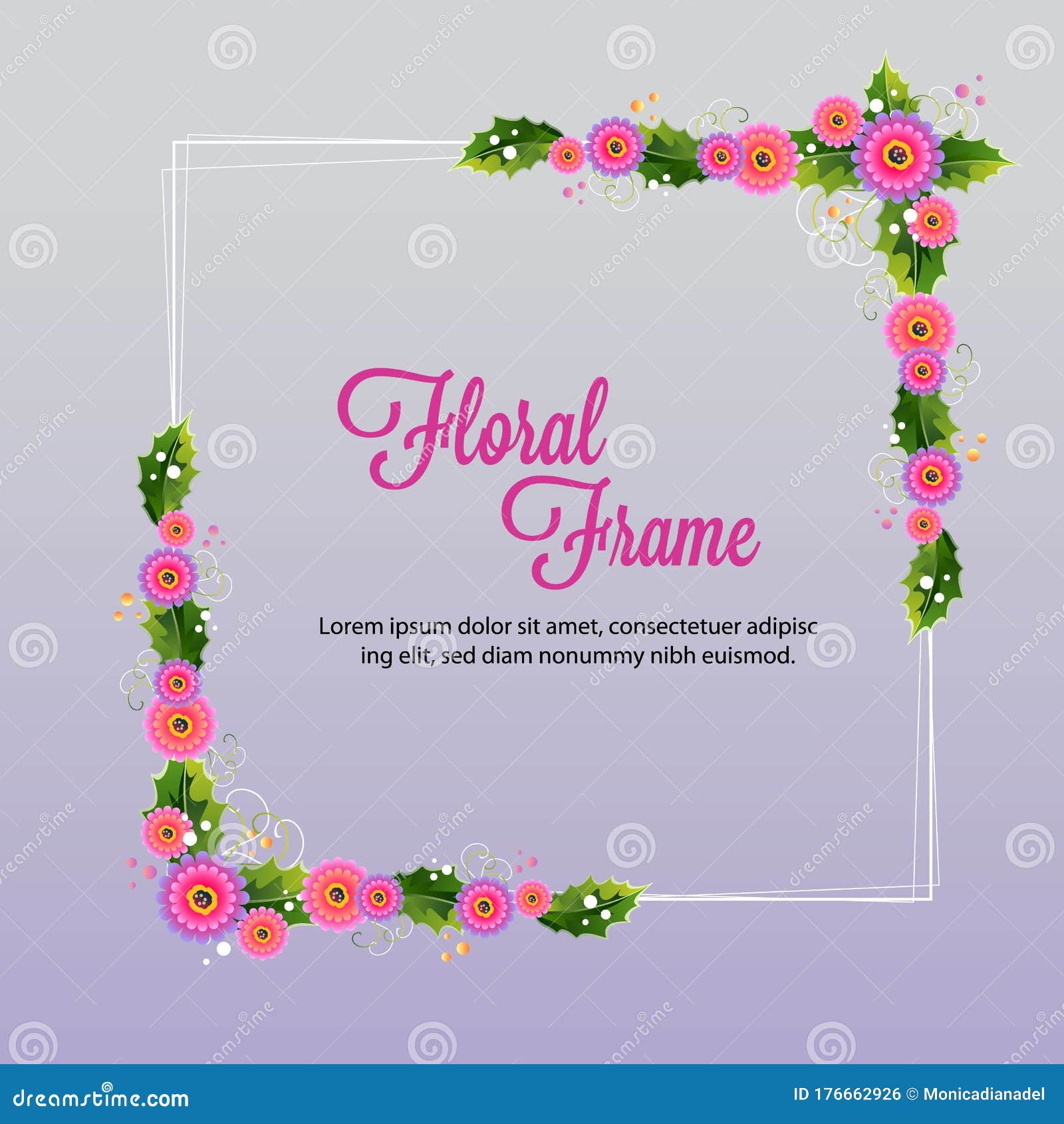 Purple and Pink Aster Floral Frame Border Stock Vector - Illustration ...