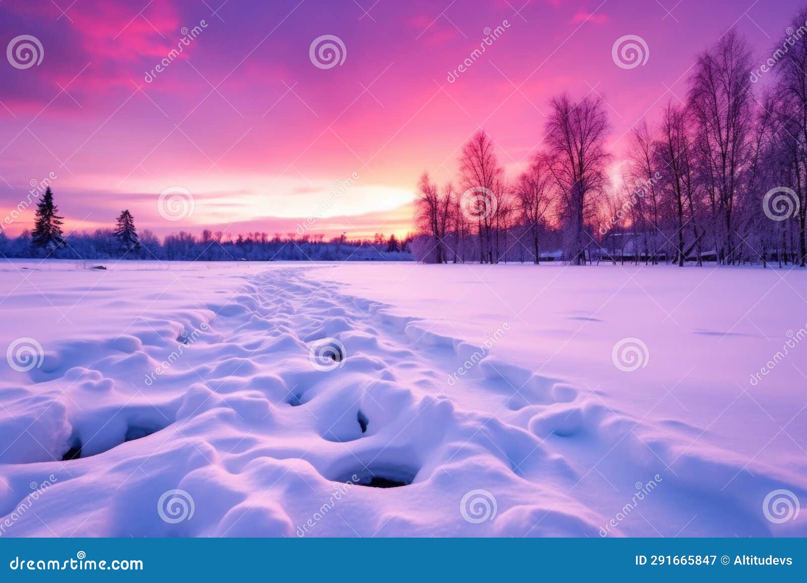 Purple and Pink Hues on Snow during Sunset Stock Image - Image of snow ...