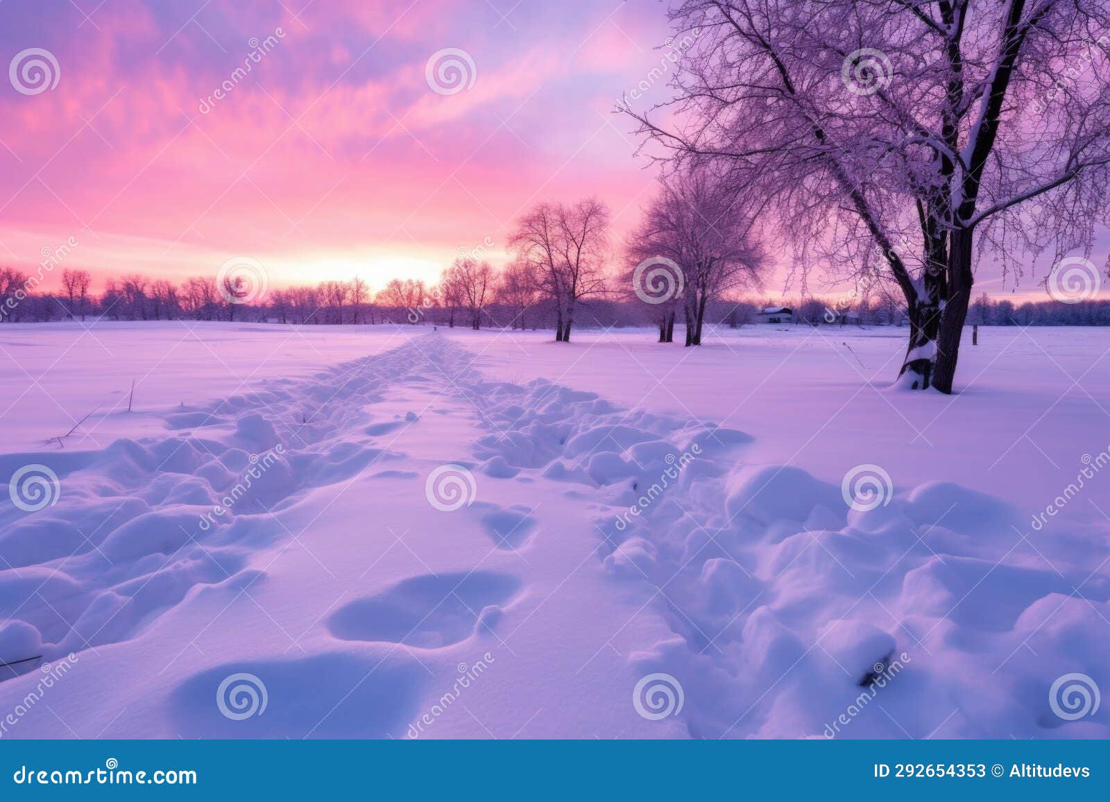 Purple and Pink Hues on Snow during Sunset Stock Image - Image of ...